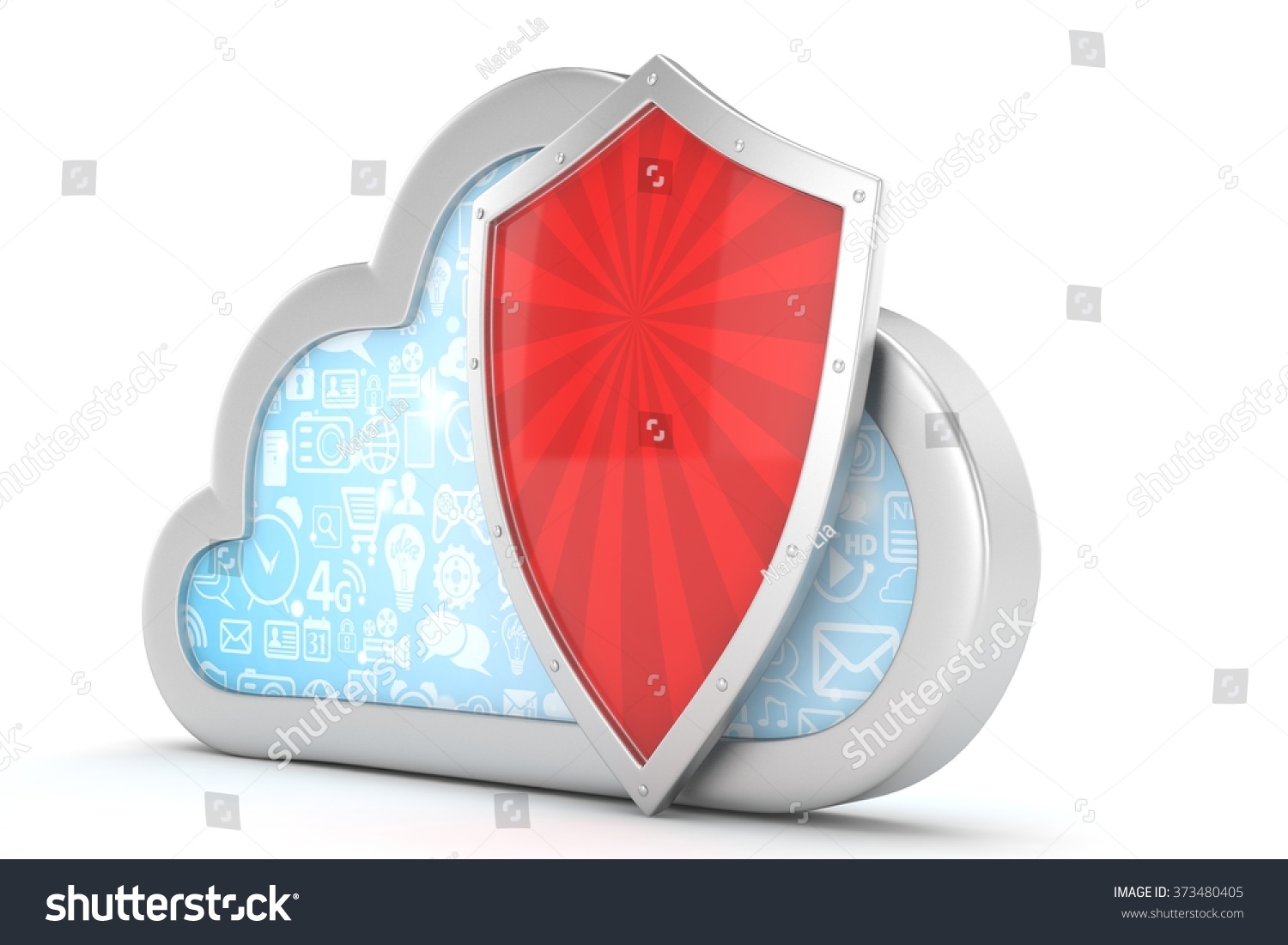 Cloud Shield Cloud Security Concept Stock Illustration 373480405 ...