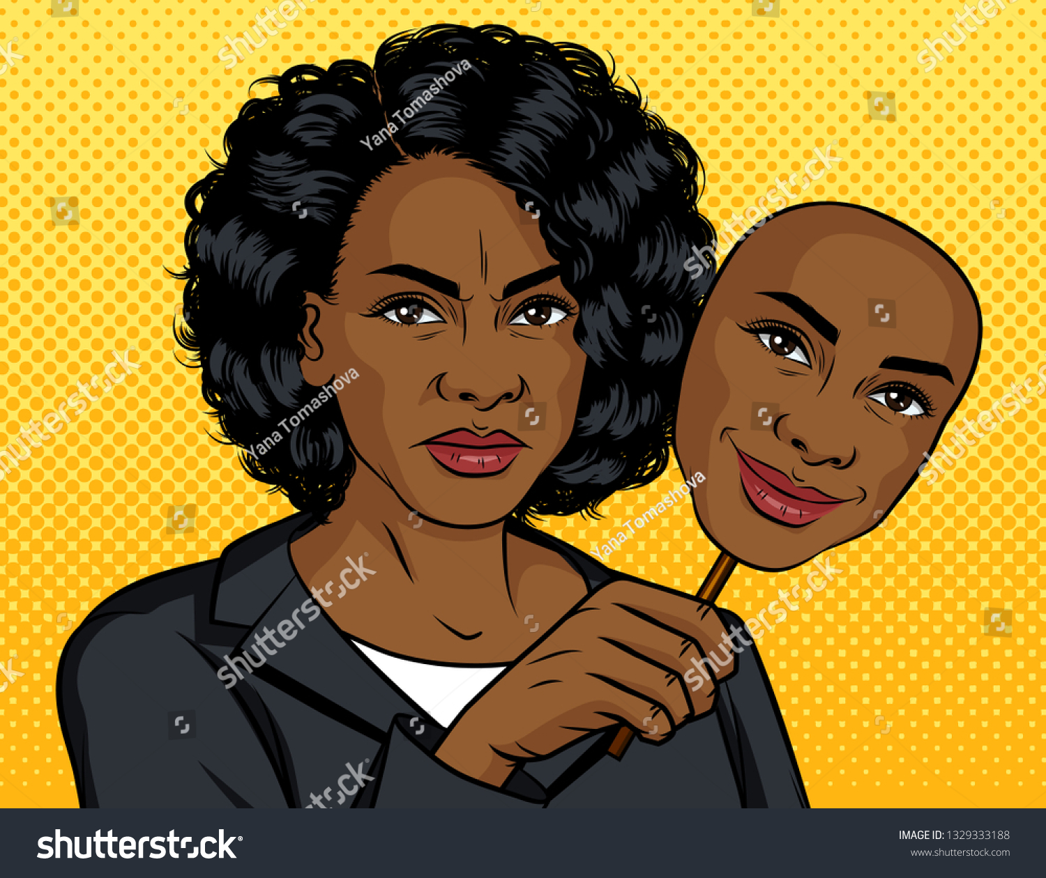 Color Pop Art Style Illustration African Stock Illustration 1329333188