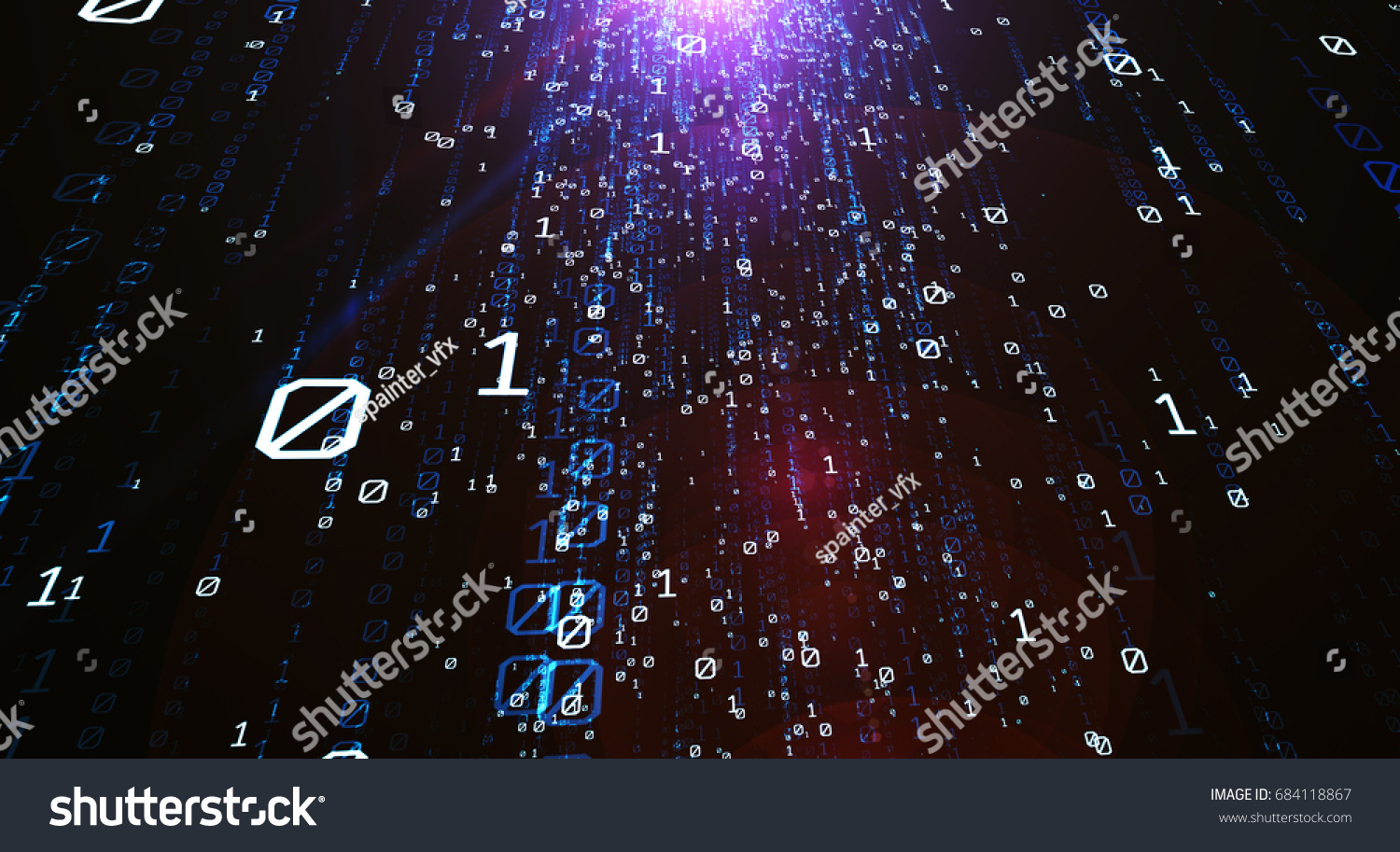 Colored Bytes Binary Code Flying Through Stock Illustration 684118867