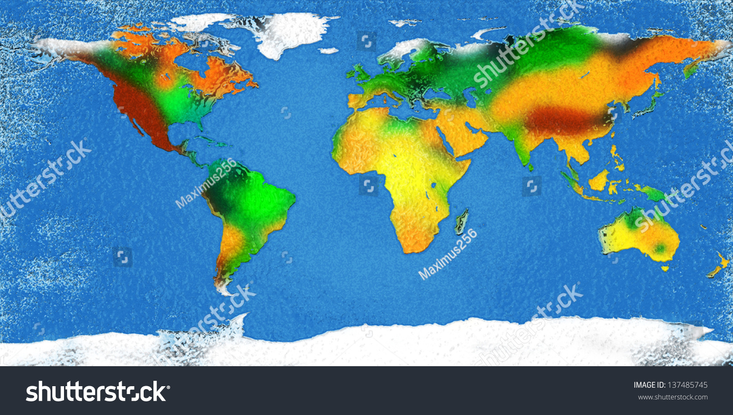 Colored World Map: ilustración de stock 137485745 | Shutterstock