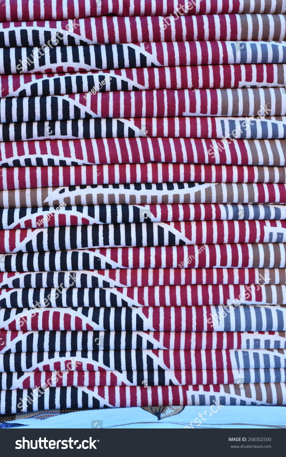 Colorful Fabric Bed Sheet Stack Background Stock Photo 268302500 ...