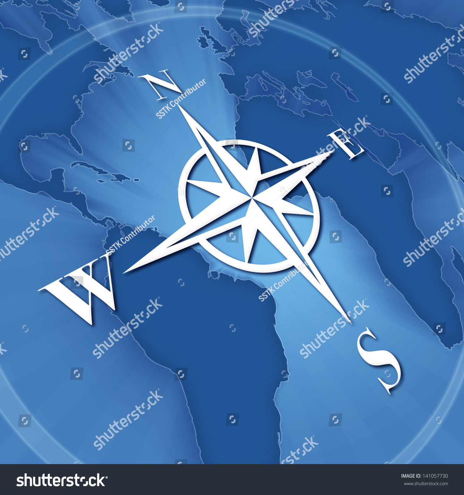 Compass Rose On Background World Map Stock Illustration 141057730 Shutterstock