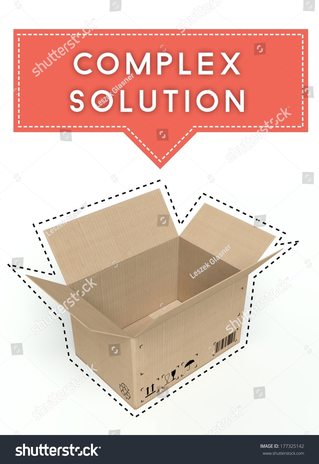Complex Solution Concept Open Cardboard Box Stock Illustration ...