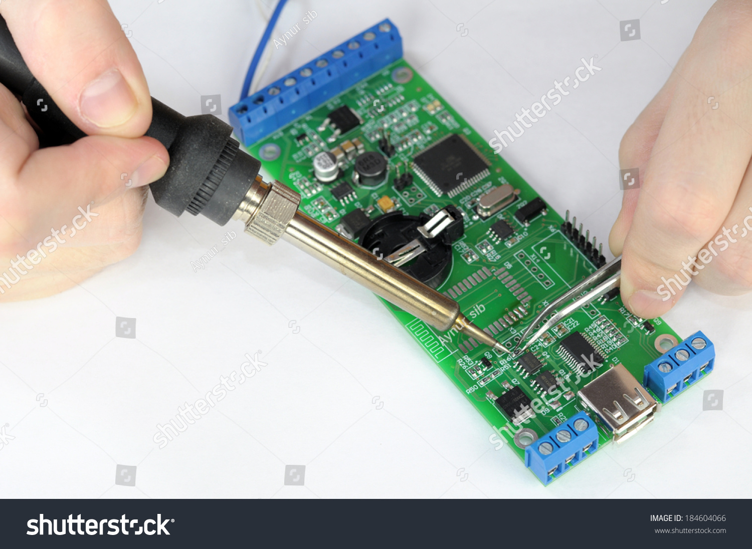 Computer Elements Diagnostic Engineer Working Repairing Stock Photo ...