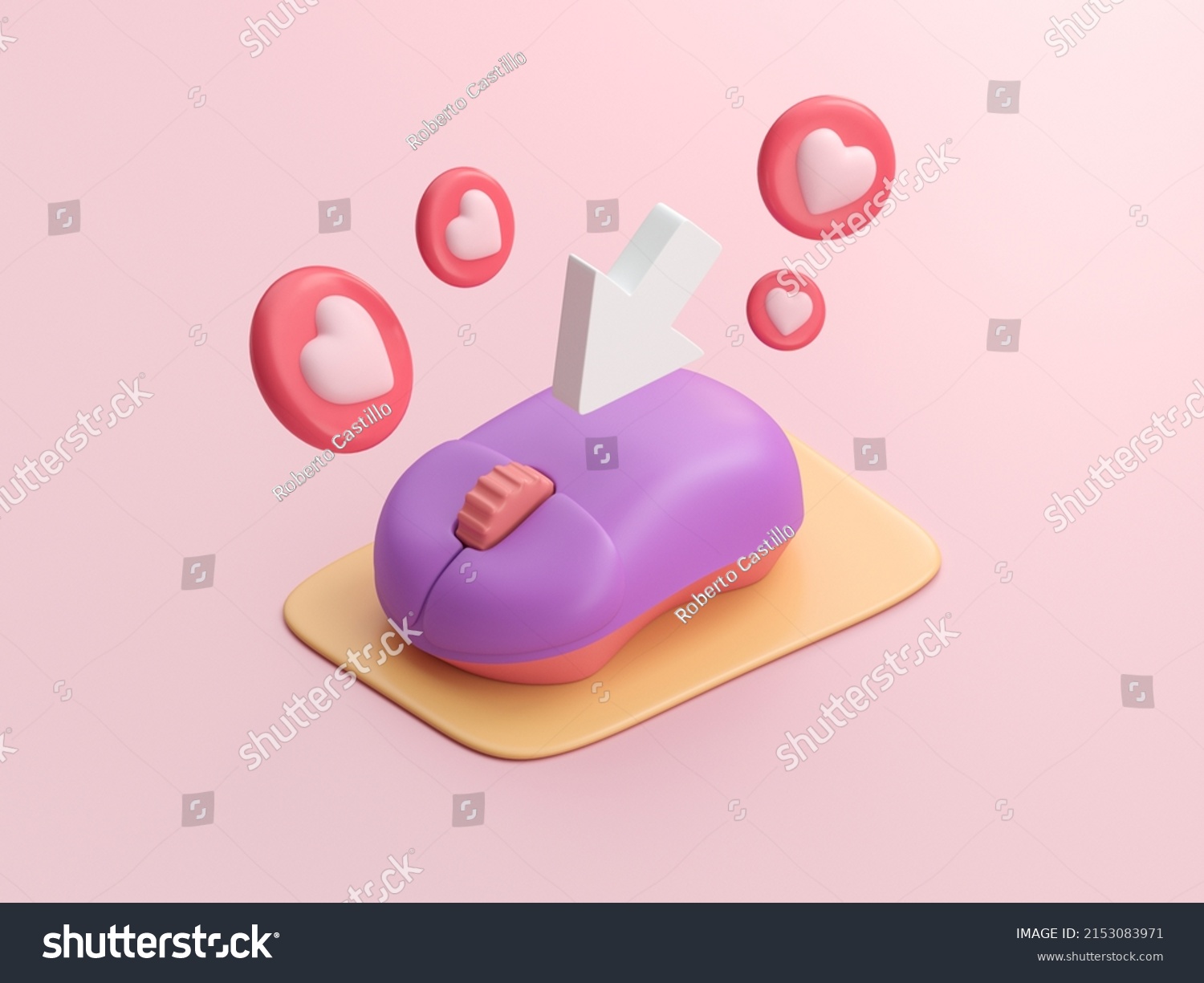 Computer Mouse 3d Heart Button 3d Stock Illustration 2153083971 ...