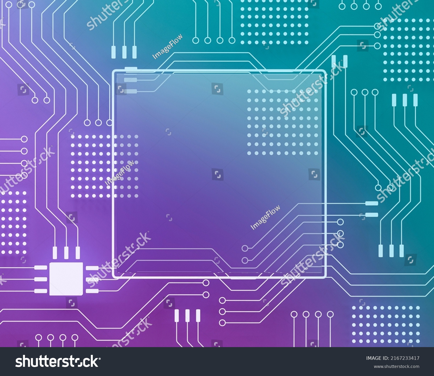 Computer Processor Microchip Neon Background Circuit Stock Illustration ...