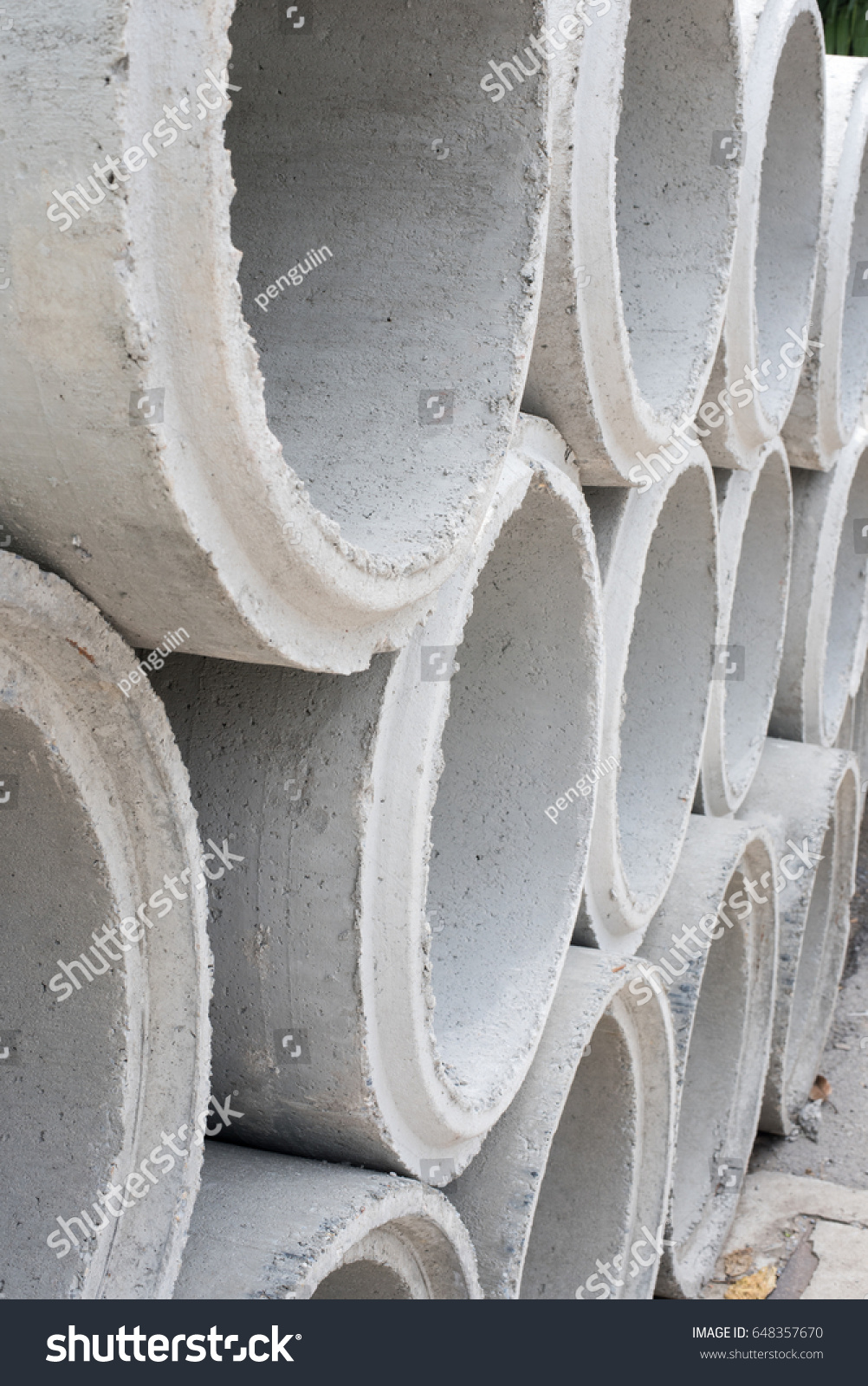 Concrete Pipe Multiple Stacking Sequence Stock Photo (Edit Now) 648357670