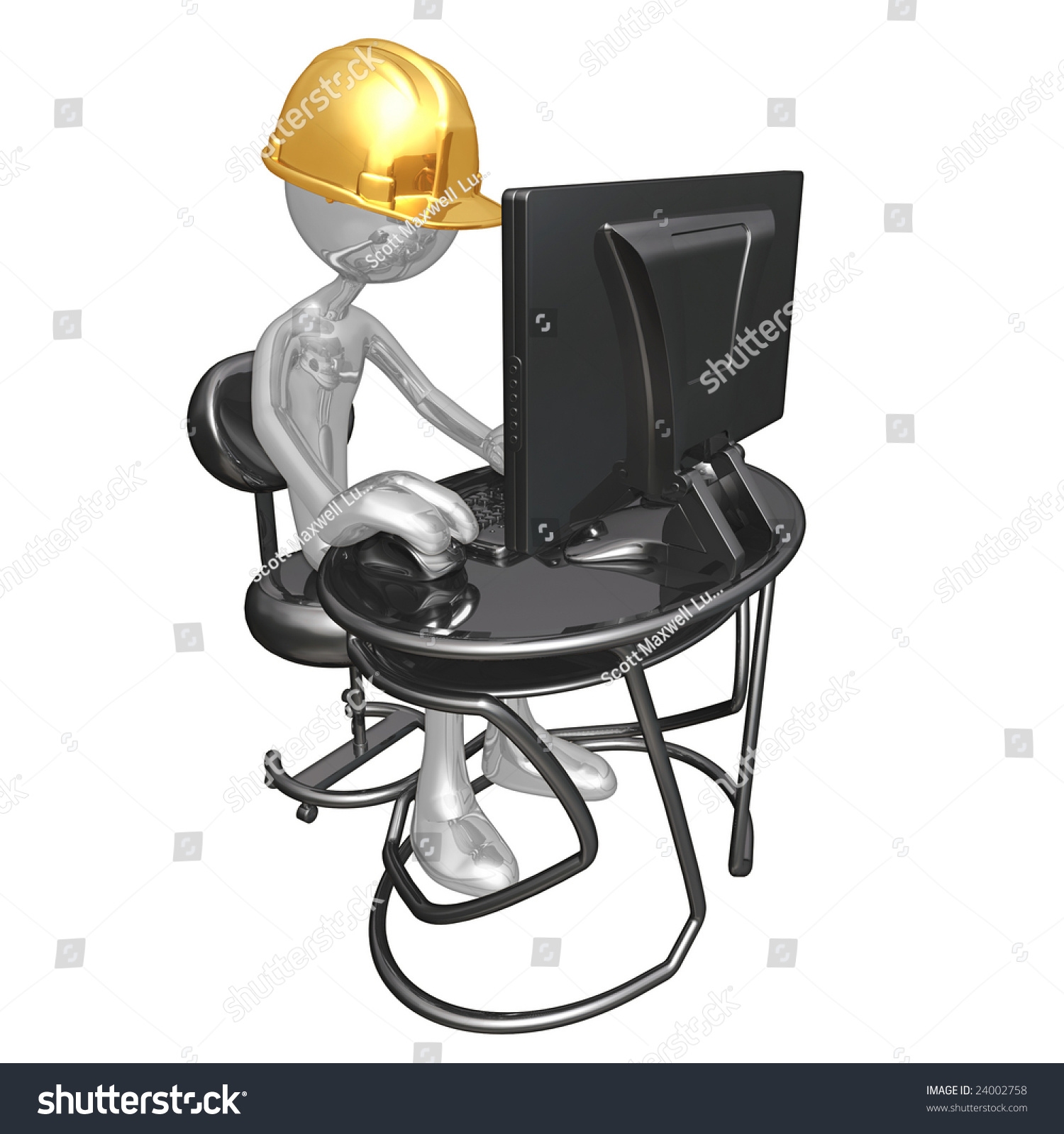 Construction Worker Computer Stock Illustration 24002758 | Shutterstock