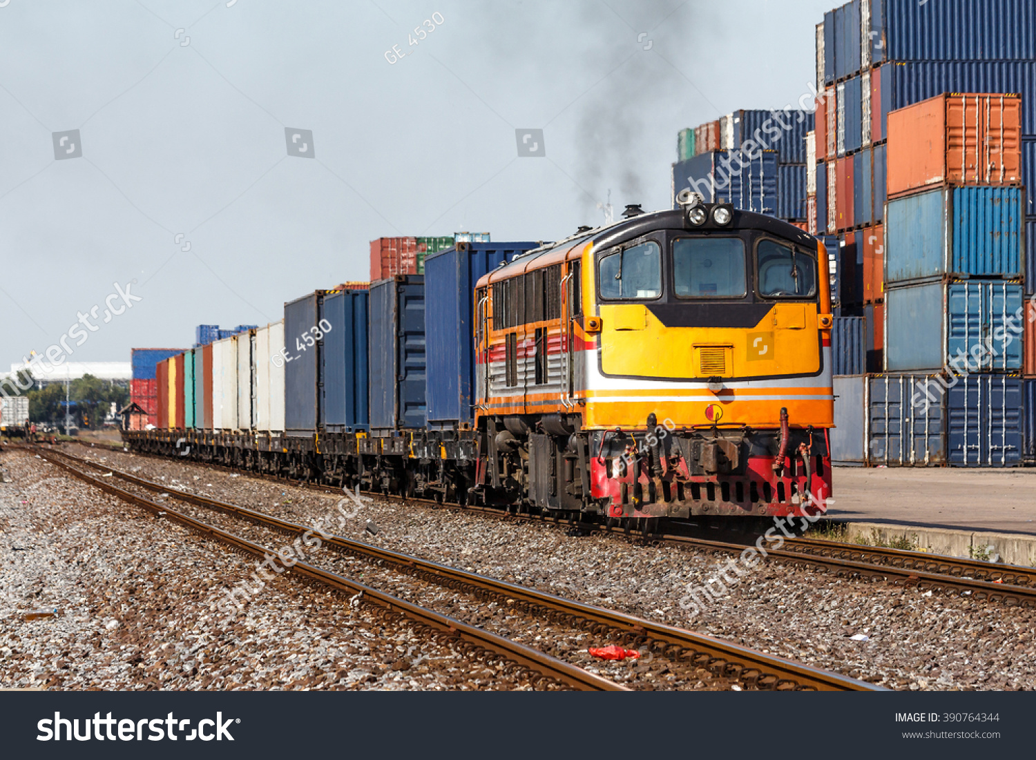 Container Freight Train Stock Photo 390764344 : Shutterstock