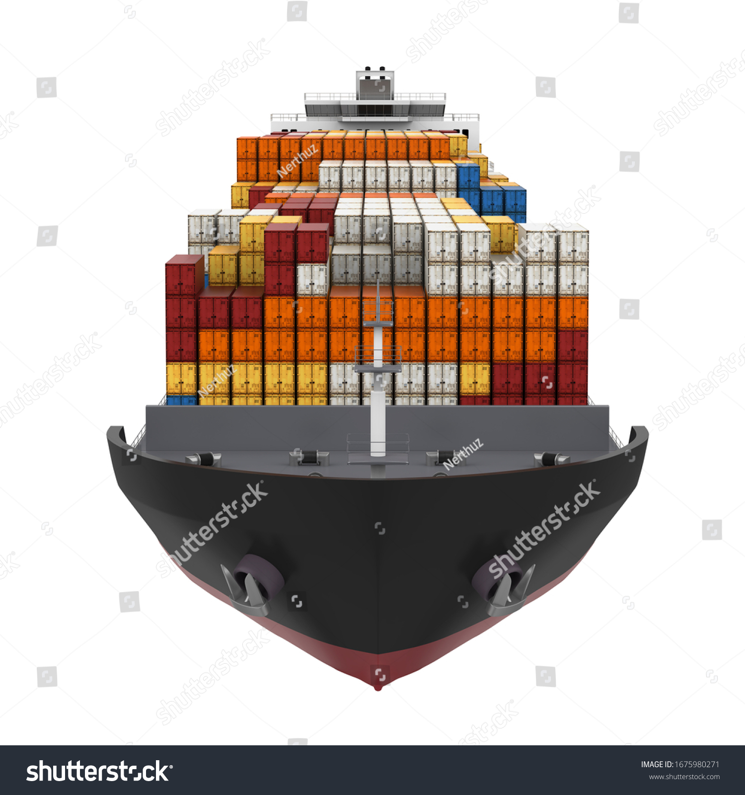 Container Ship Isolated Front View 3d Stock Illustration 1675980271 ...