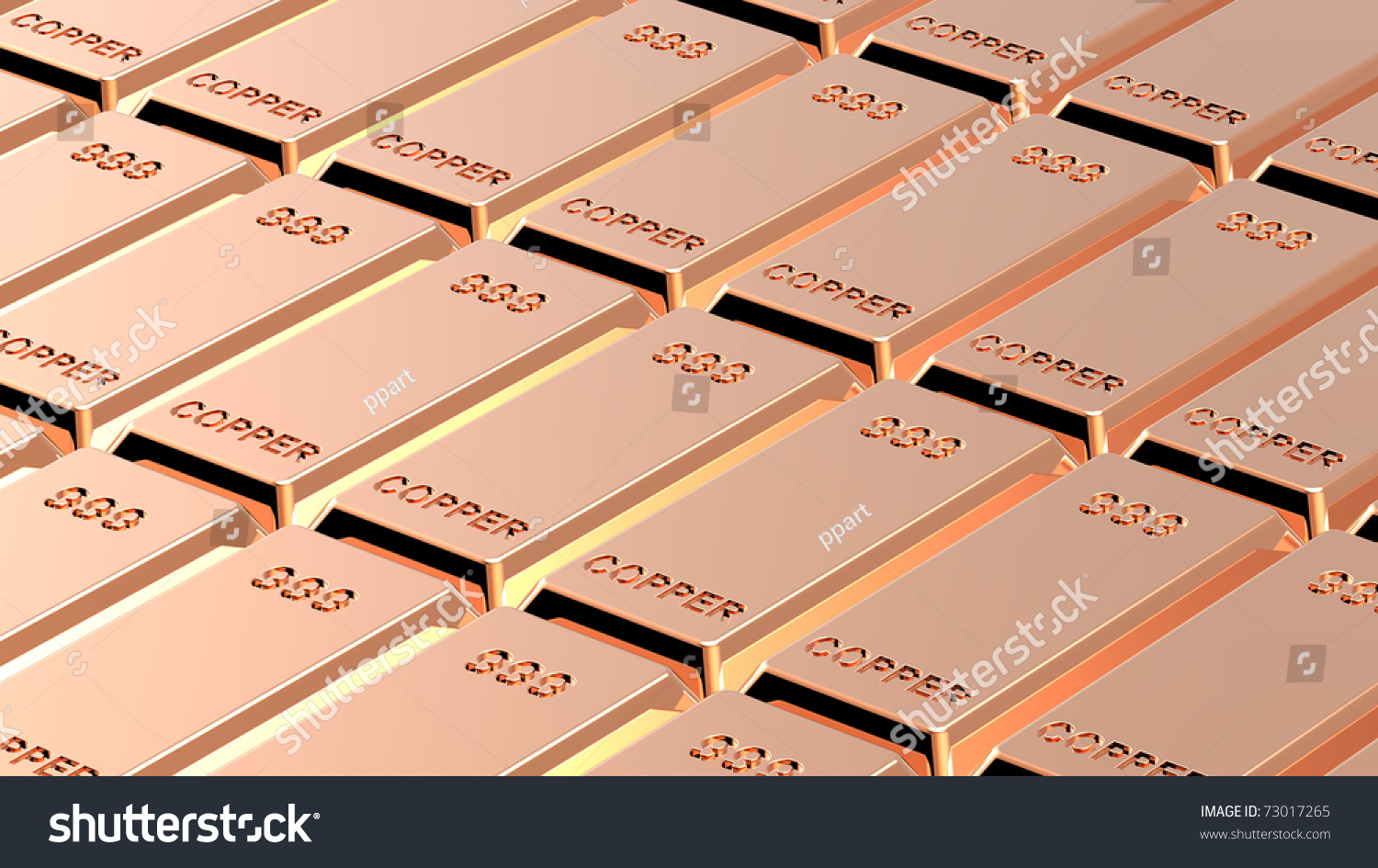 Copper Ingots Background Computer Generated 3d: стоковая иллюстрация ...