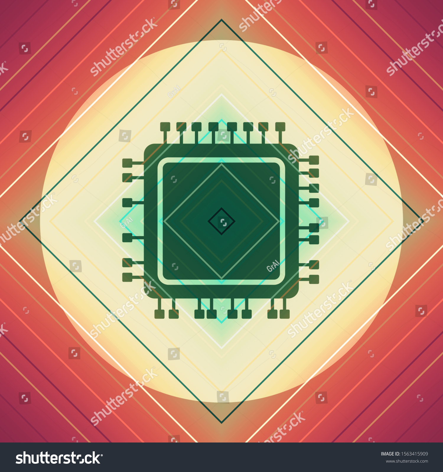 Cpu Microprocessor Flat Style Icon Symbol Stock Illustration 1563415909