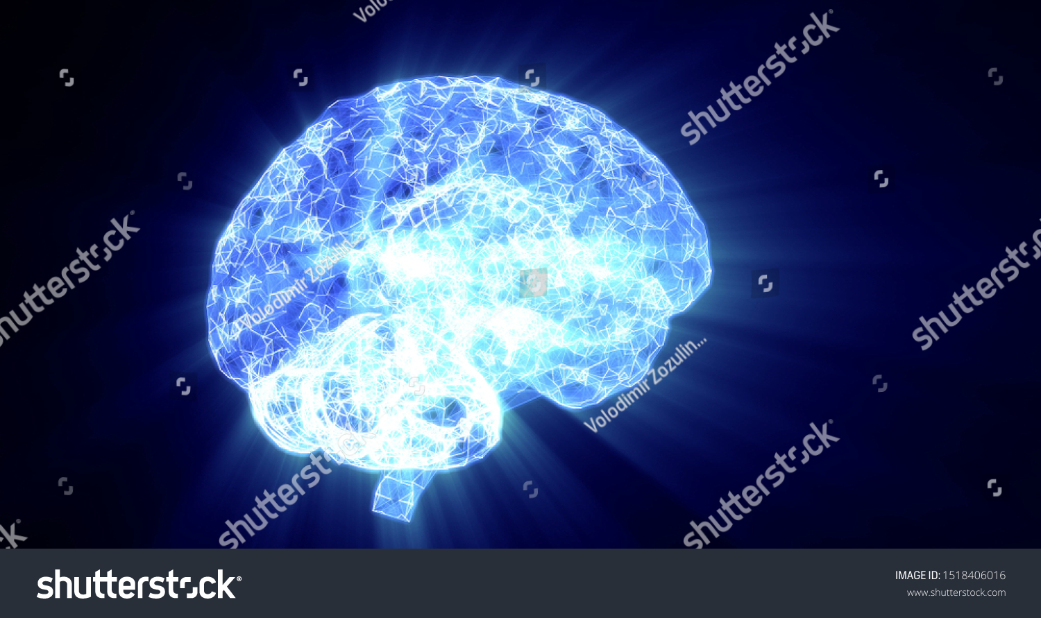 Creating Polygon Brain 3d Render Transparent Stock Illustration 1518406016