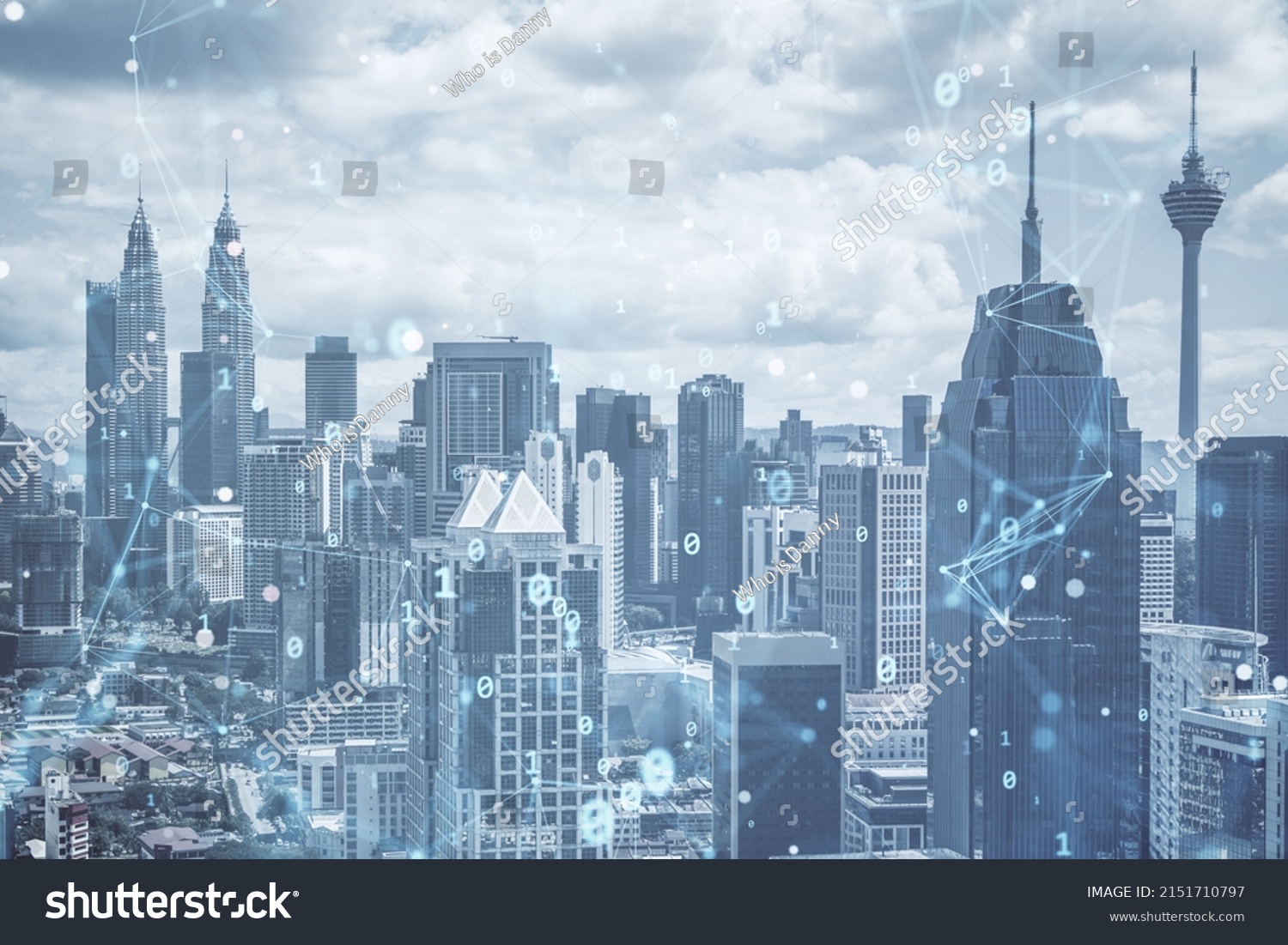 Creative Binary Code City Backdrop Digital Stock Photo 2151710797 ...