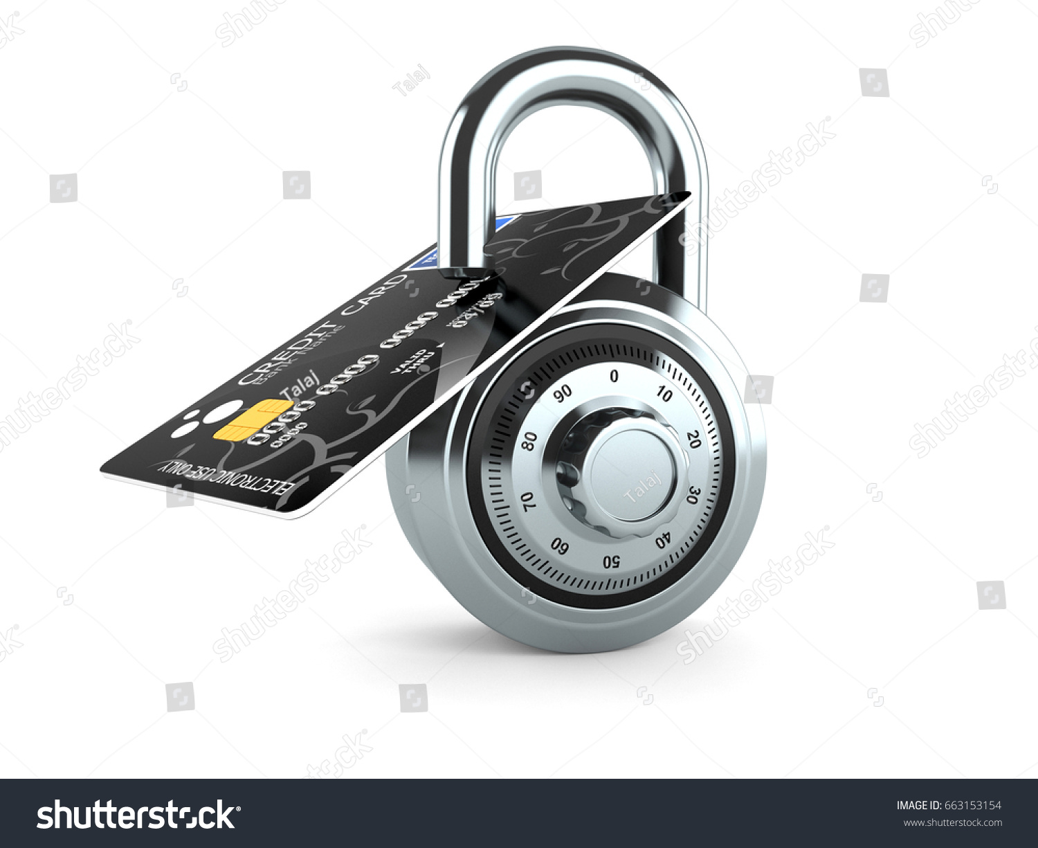 Credit Card Padlock Isolated On White Stock Illustration 663153154 ... Credit Card Padlock Isolated On White Stock Illustration 663153154 ...