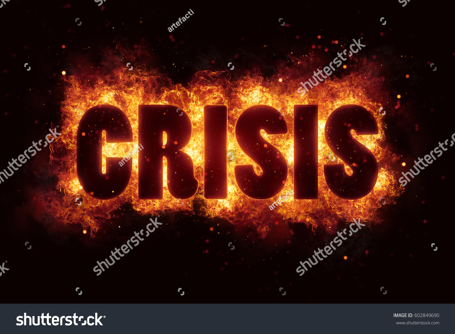 Crisis Fire Flames Burn Text Explosion Stock Illustration 602849690 ...