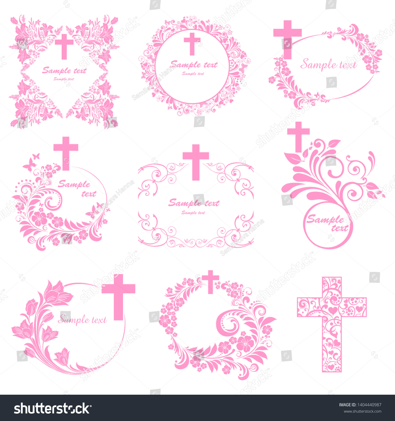 Cross Icons Set Obituary Notice Art Stock Illustration 1404440987 Cross Icons Set Obituary Notice Art Stock Illustration 1404440987