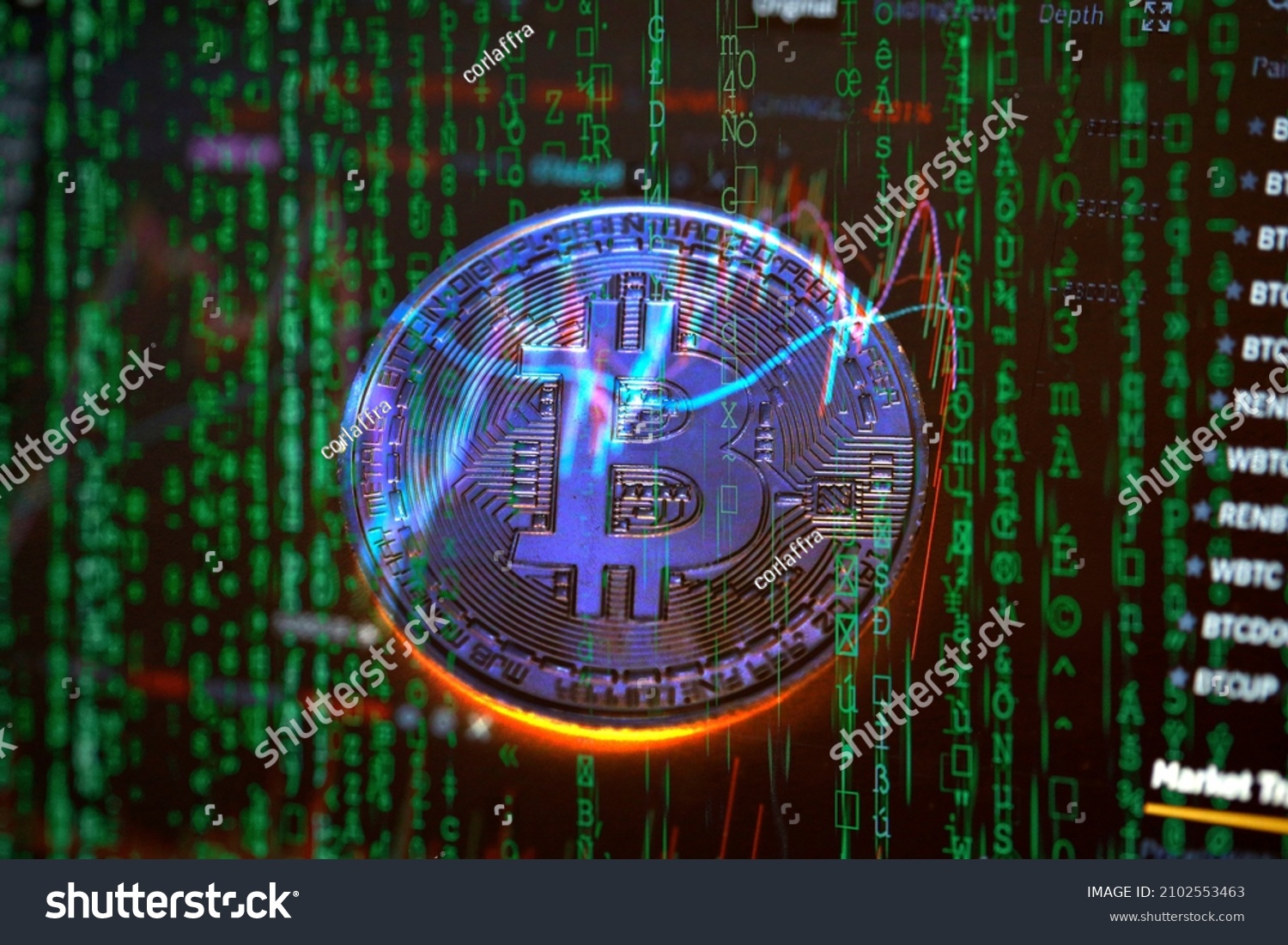 Cryptocurrency Coin Financial Chart Binary Matrix Stock Photo ...