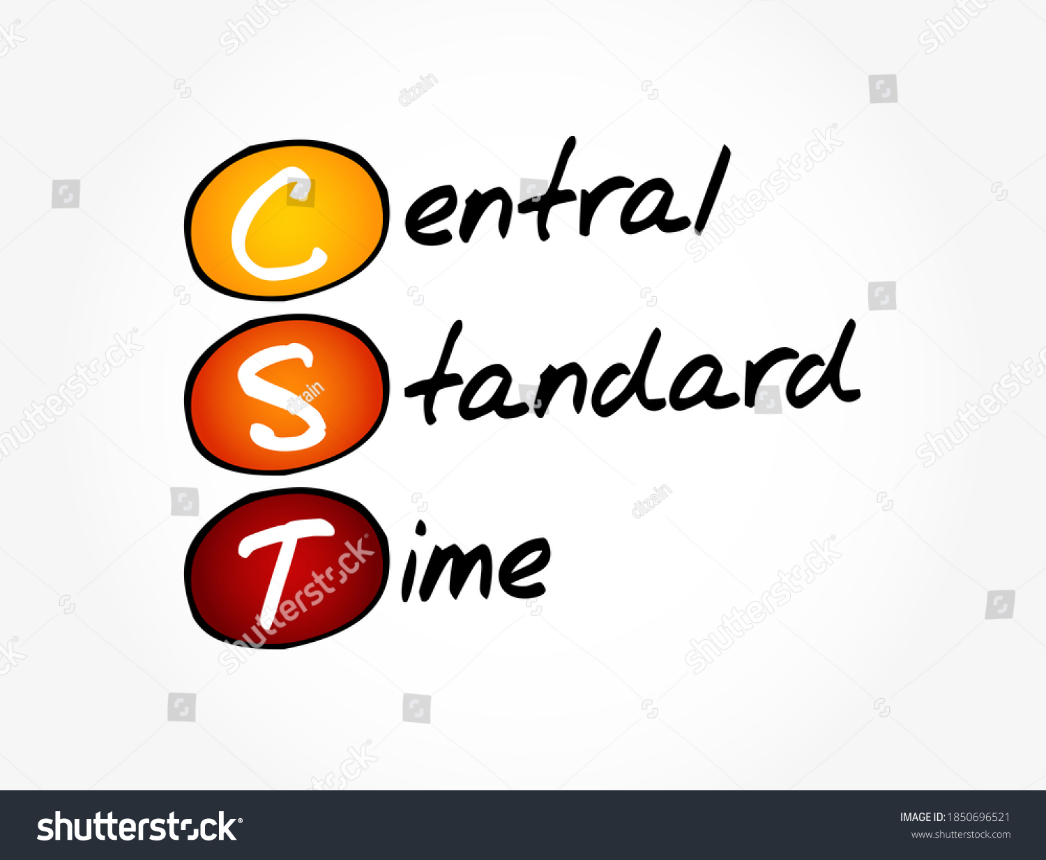 Cst Central Standard Time Acronym Concept Stock Illustration 1850696521