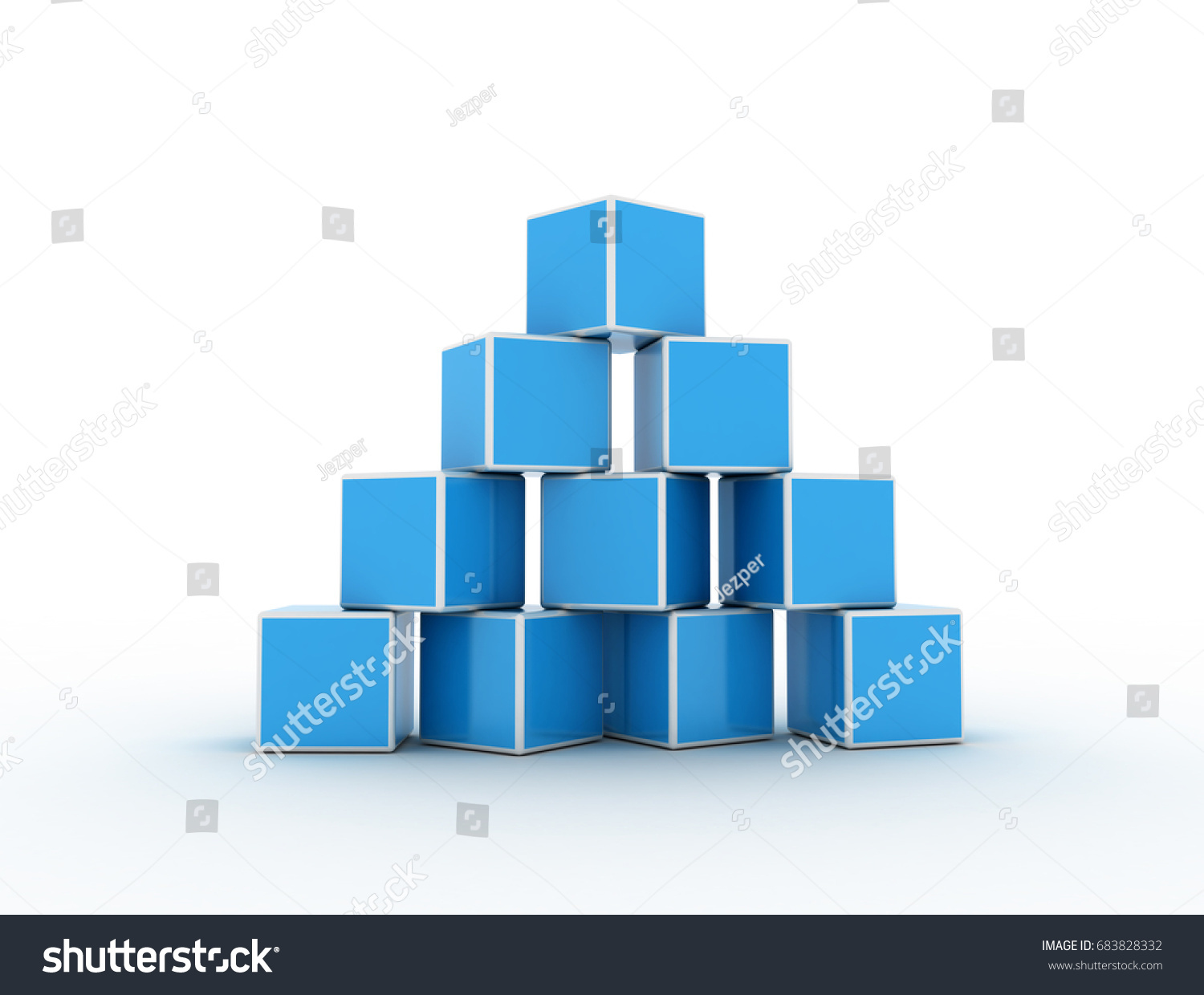 Cubes Stack Pyramid Shape On White Stock Illustration 683828332