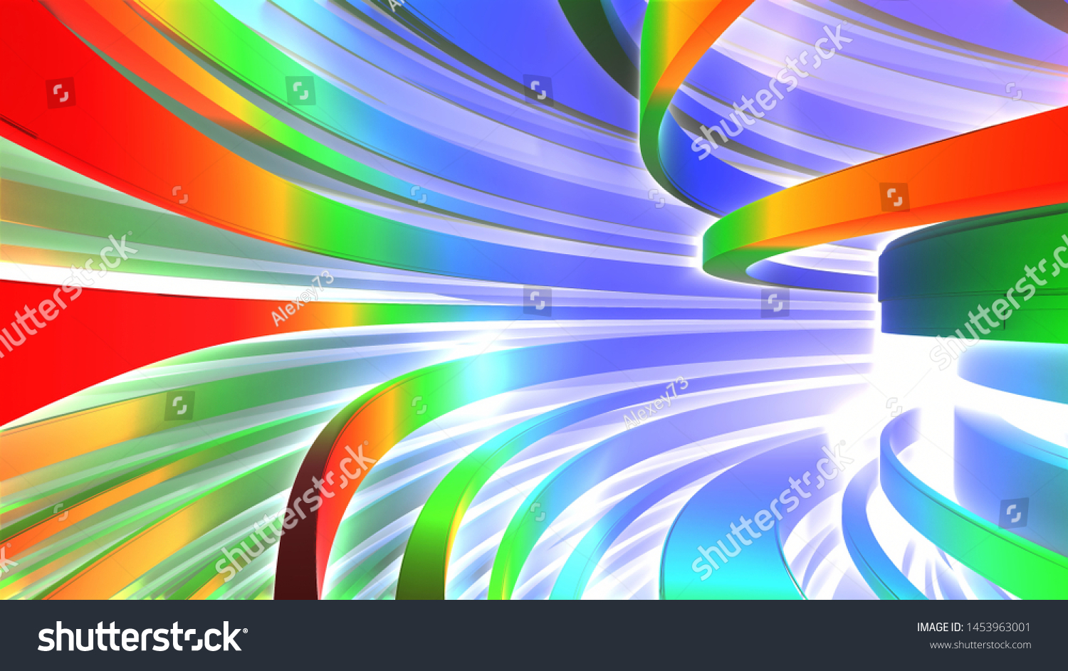 Curved Rectangular Beams Abstract Multicolored 3d Stock Illustration ...