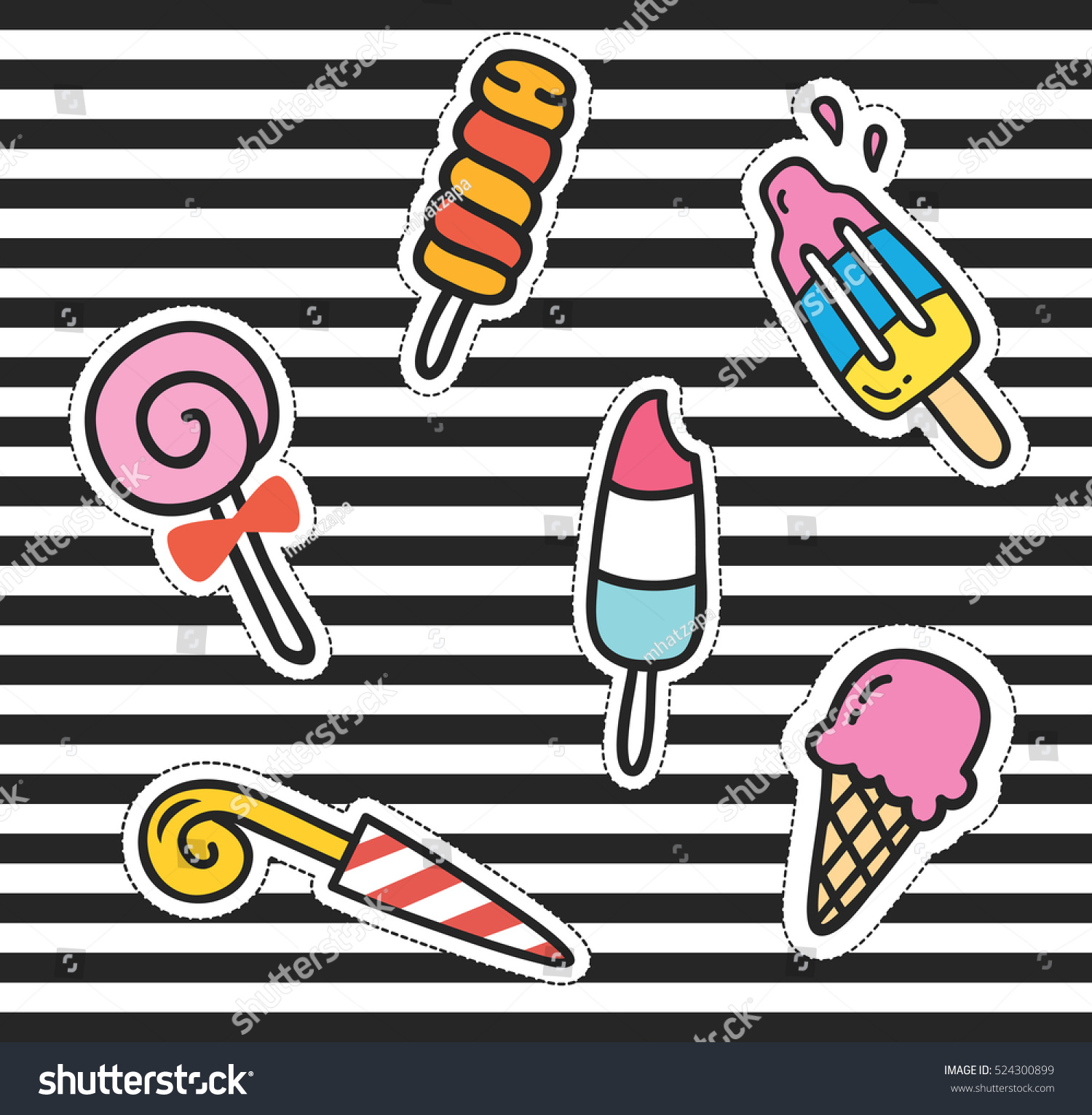 Cute Cartoon Patch Background Stock Illustration 524300899