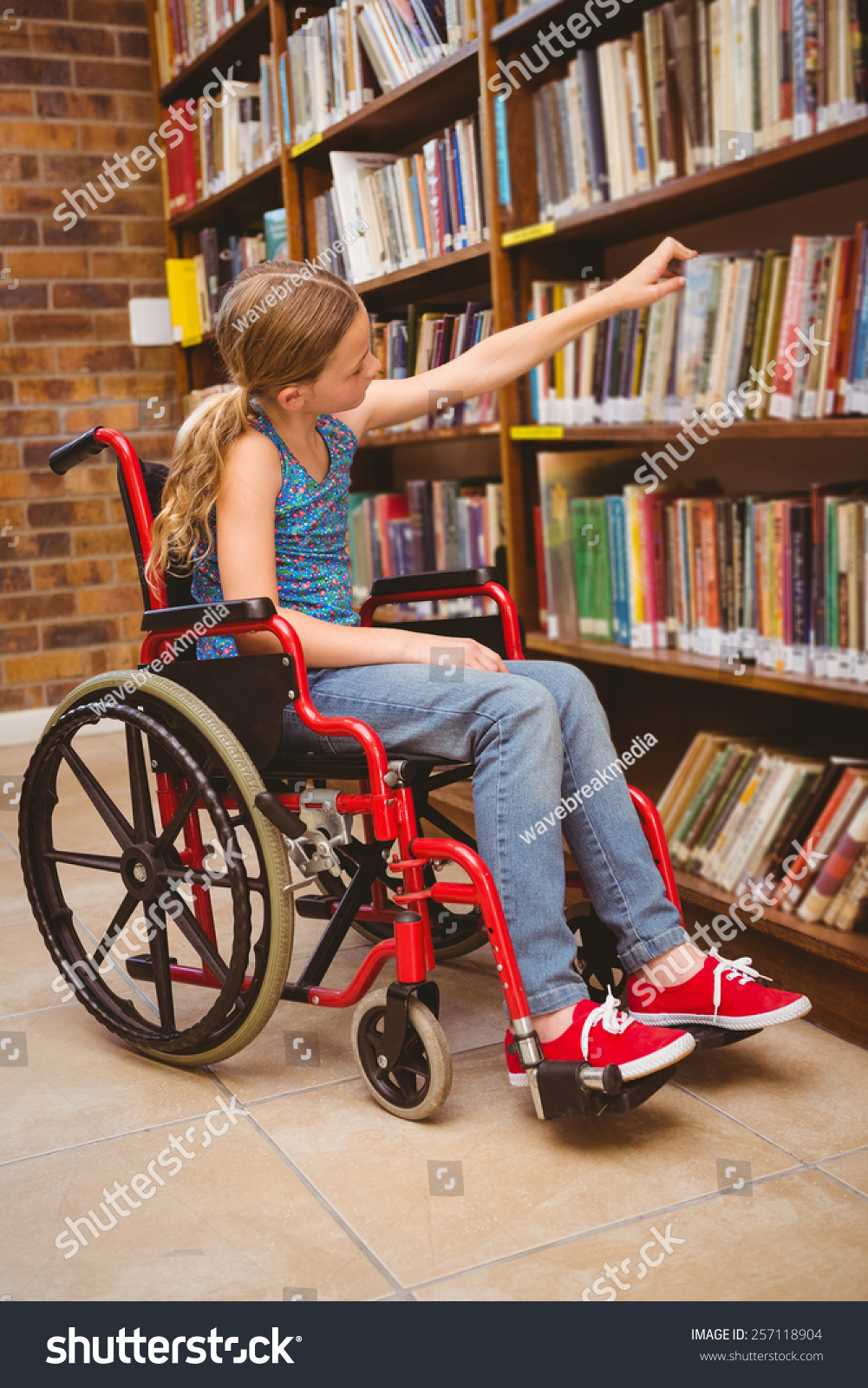 Cute Little Girl Wheelchair Selecting Book Stock Photo 257118904 ... Cute Little Girl Wheelchair Selecting Book Stock Photo 257118904 ...