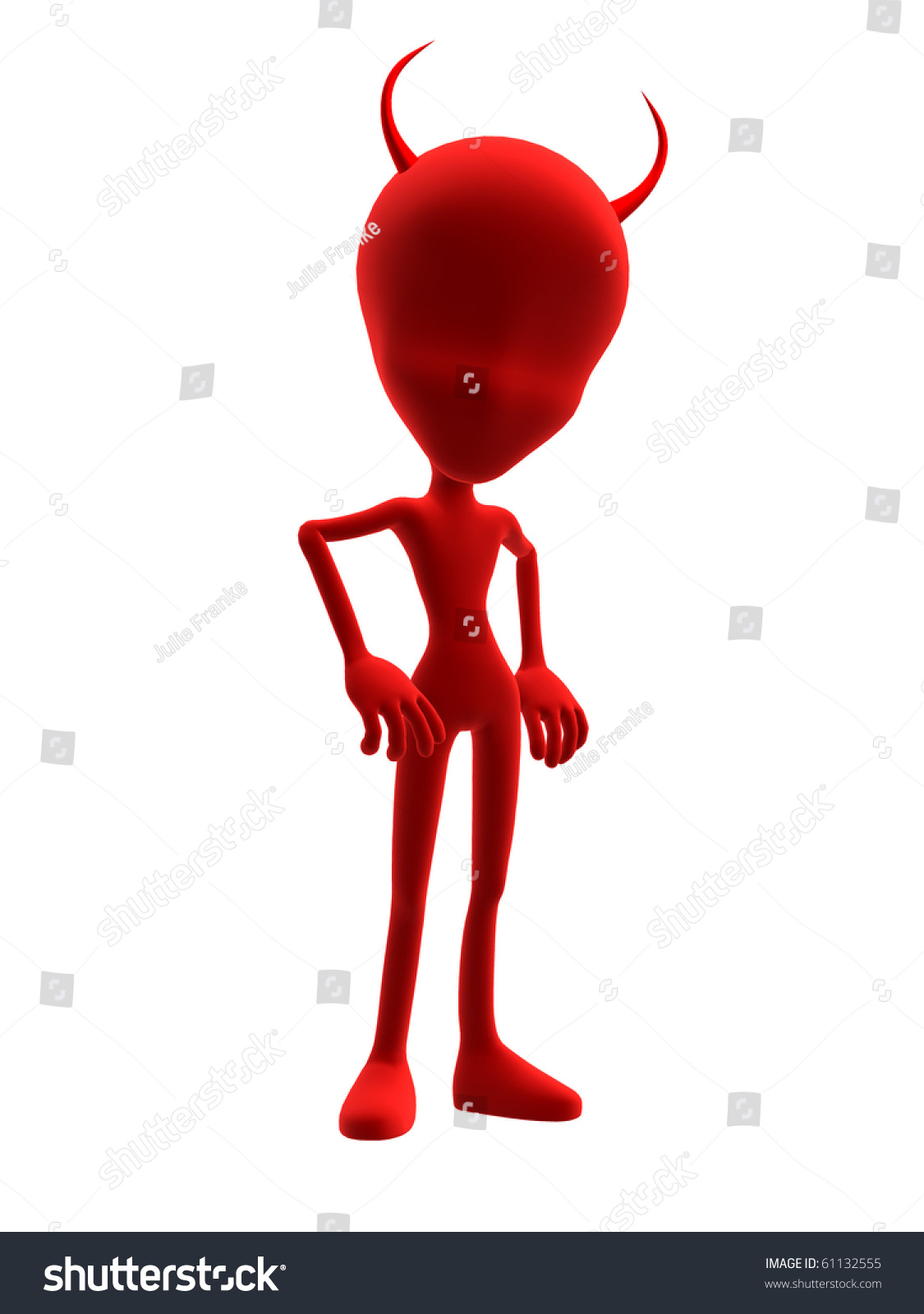 Cute Red Alien Looking Devilish: ilustración de stock 61132555 ...
