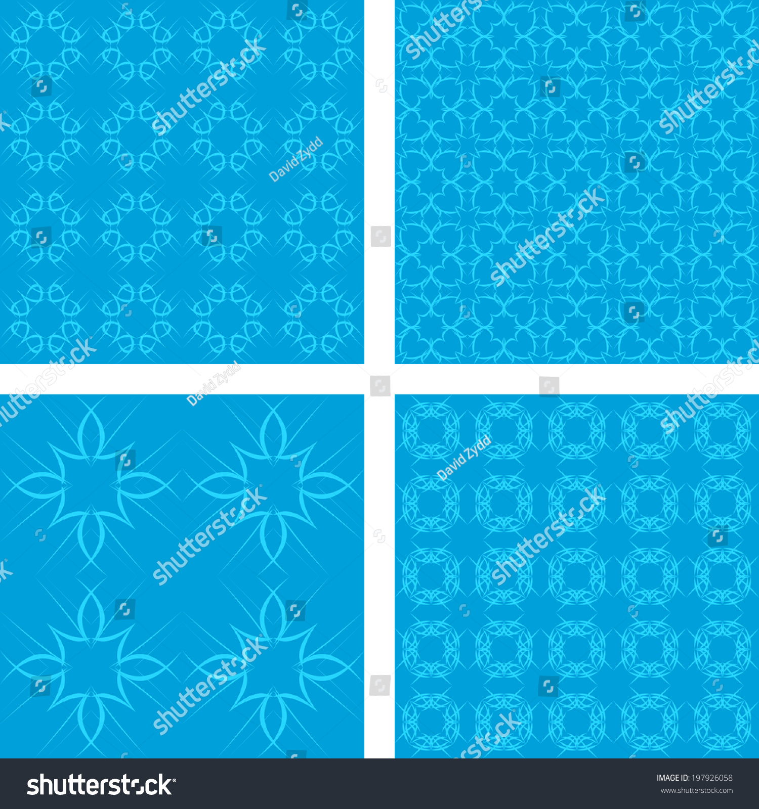 Cyan Seamless Pattern Background Set Raster Stock Illustration ...