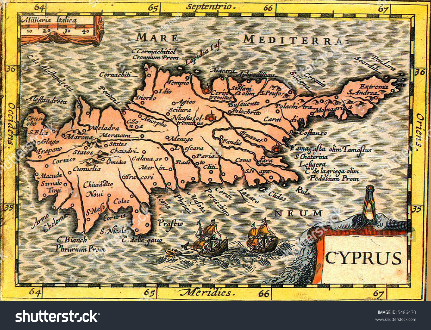Cyprus Ancient Map Stock Illustration 5486470 | Shutterstock