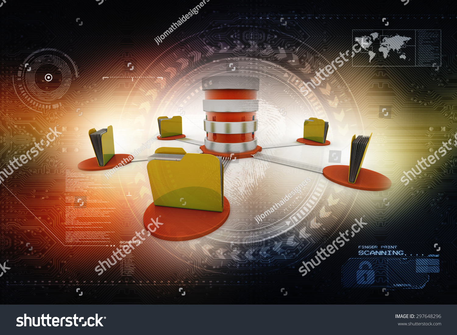 Database Symbol Connected Computer Folder Icons Stock Illustration ...
