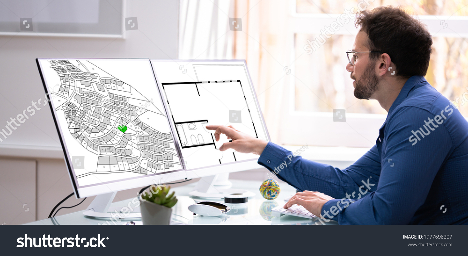 Developer Looking Land Plot Map Cadastre Stock Photo 1977698207 ...