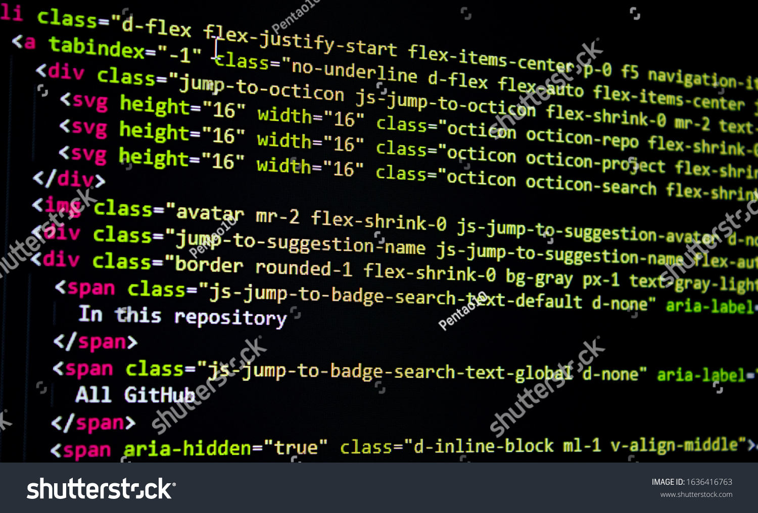Стоковая фотография 1636416763: Developer Software Source Code Screen ... Стоковая фотография 1636416763: Developer Software Source Code Screen ...