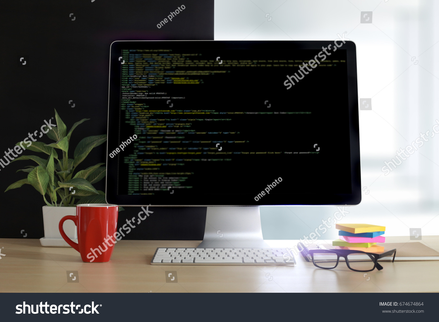 Developer Team Working Laptop Computer Mobile Stock Photo 674674864 ...