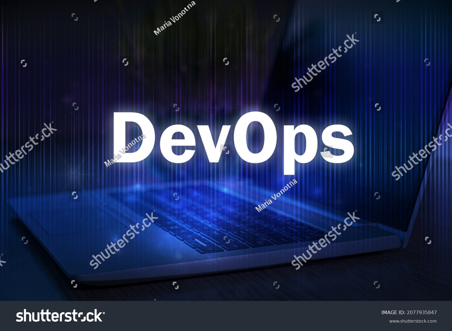 Devops Text On Blue Technology Background Stock Photo 2077935847 ...