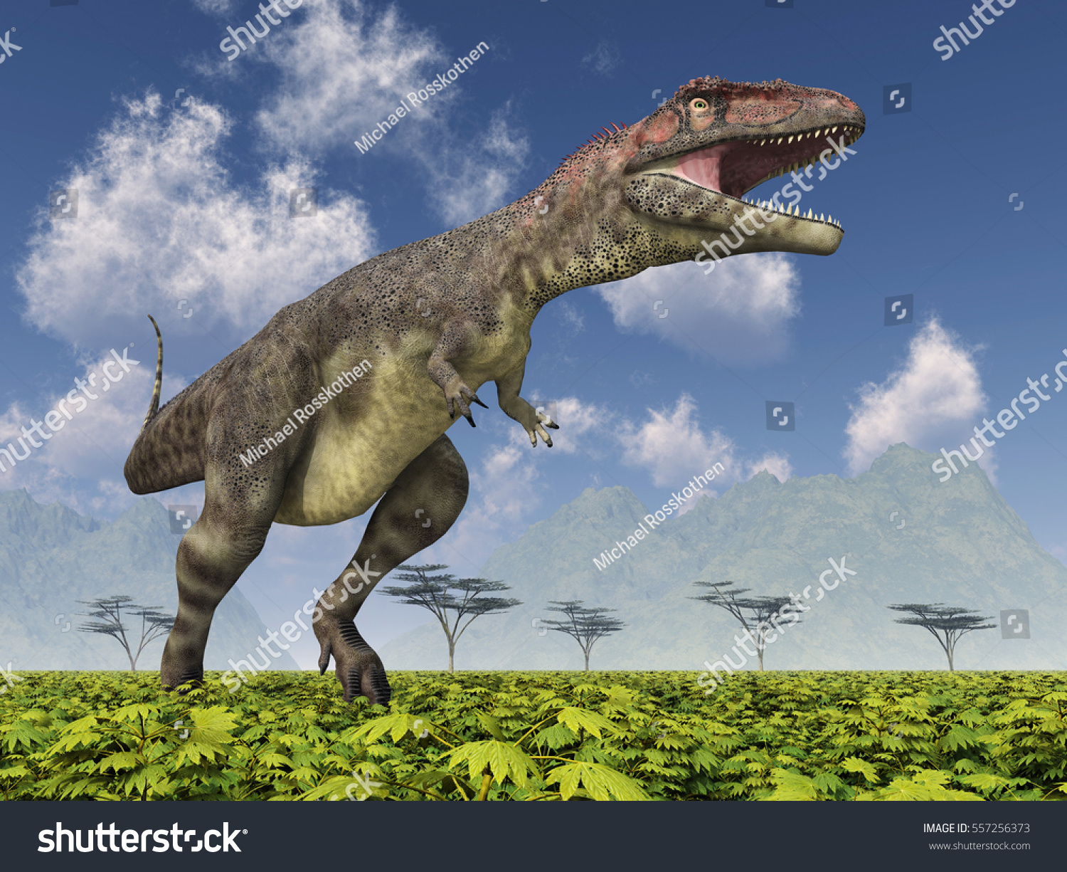 Dinosaur Mapusaurus Computer Generated 3d Illustration Stock ...