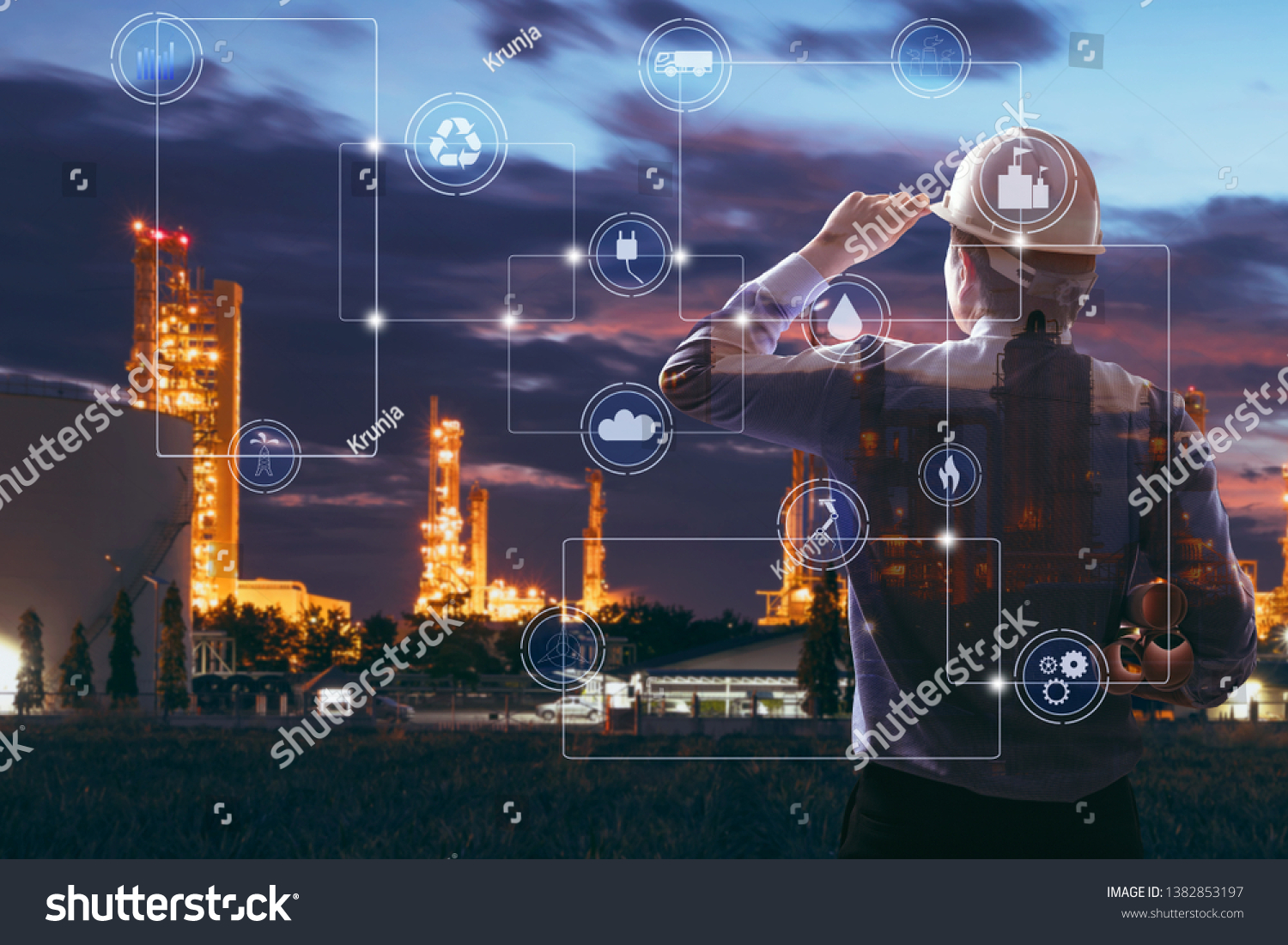 Double Exposure Engineer Oil Refinery Industry Stock Photo 1382853197 ... Double Exposure Engineer Oil Refinery Industry Stock Photo 1382853197 ...