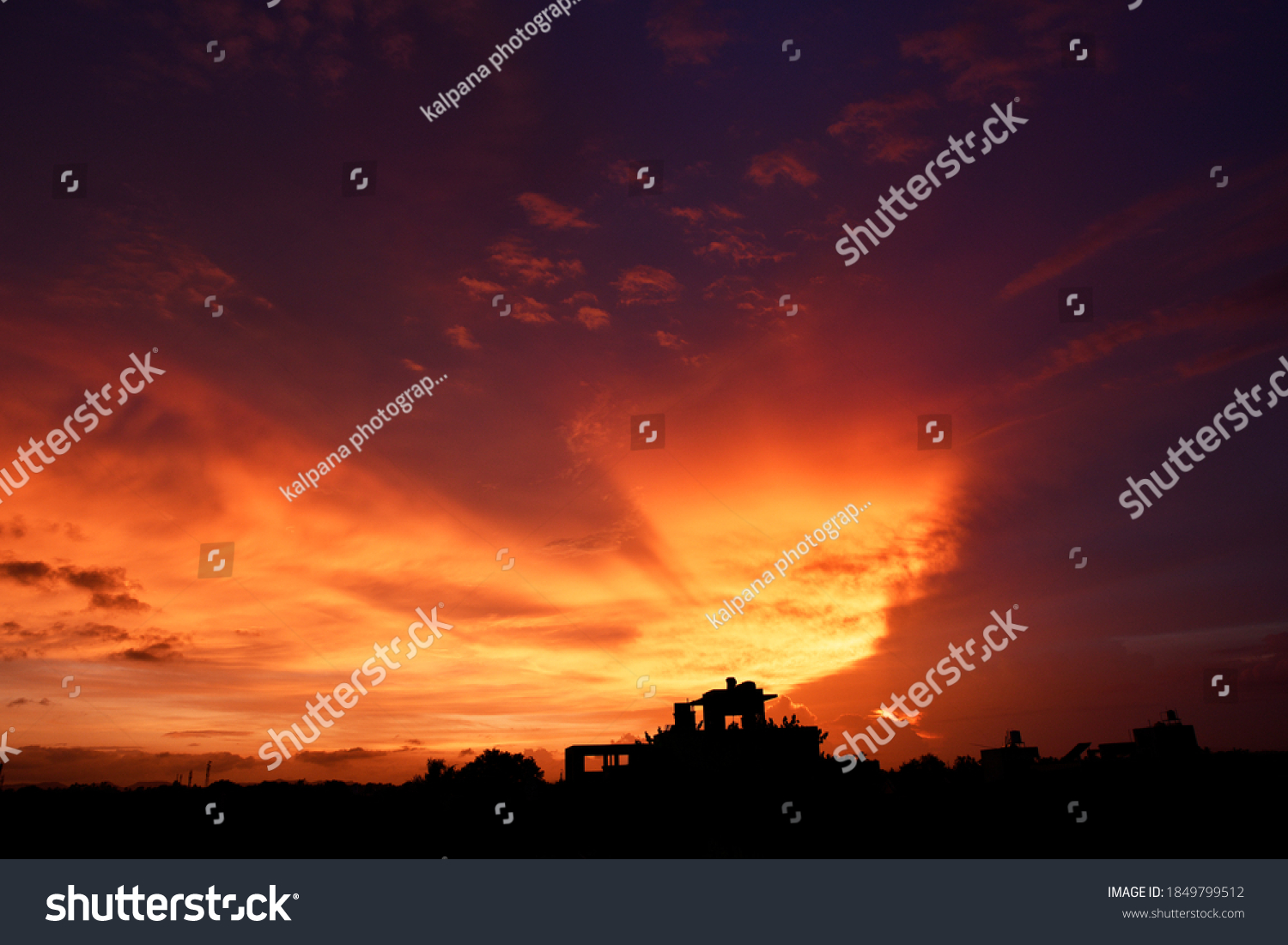 Dramatic Evening Sky Sun Rays Stock Photo 1849799512 | Shutterstock