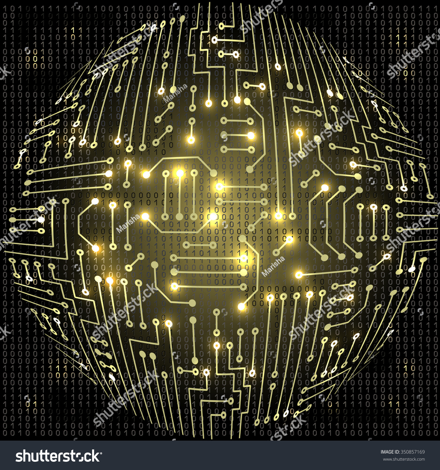 Drawing Modern Electronic Sphere Circuit Binary Stok İllüstrasyon ...