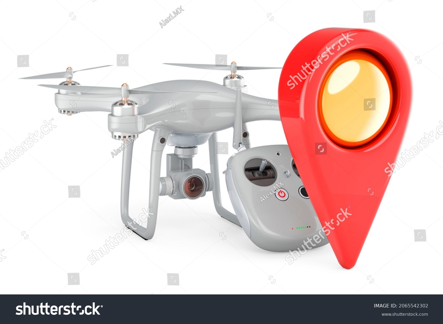 Drone Map Pointer 3d Rendering Isolated Stock Illustration 2065542302 ...