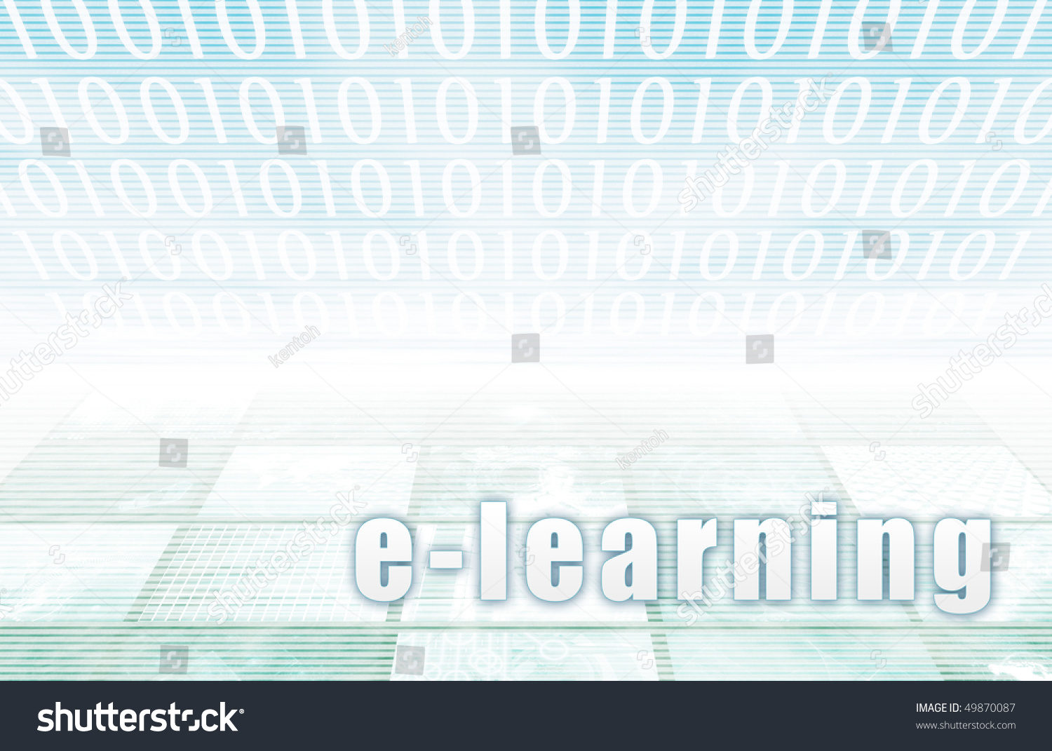 Elearning On Clear Blue Tech Background Stock Illustration 49870087 ...