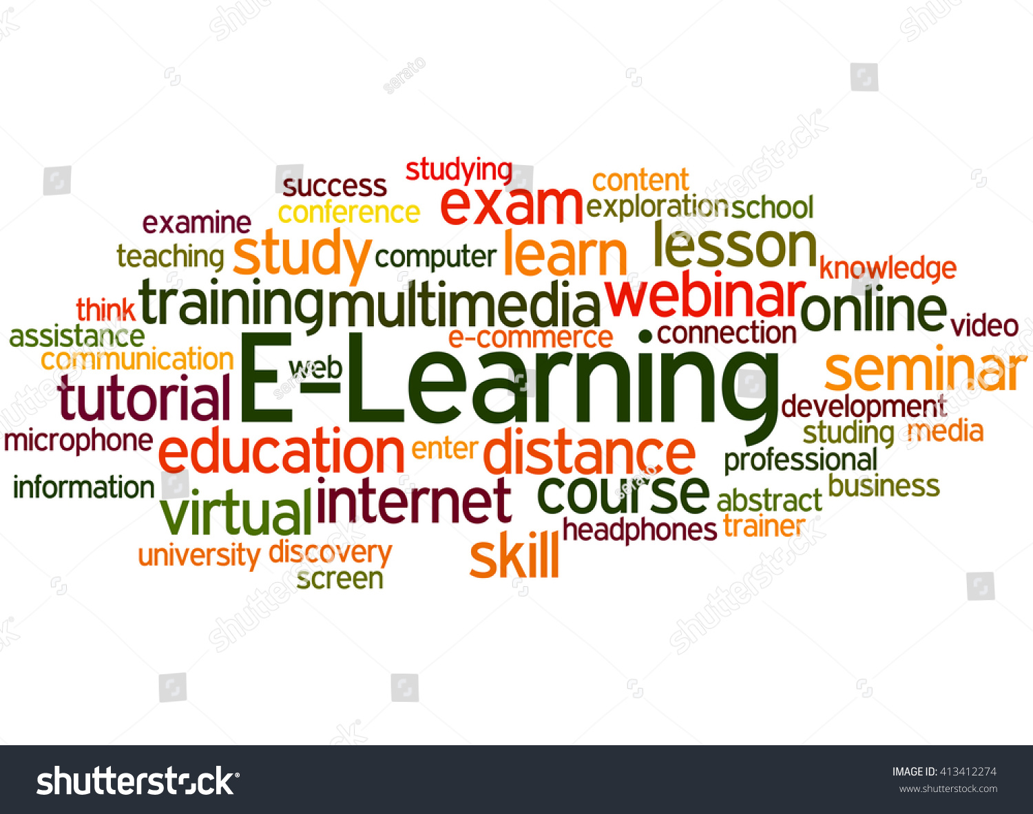 Elearning Word Cloud Concept On White Stock Illustration 413412274 ...