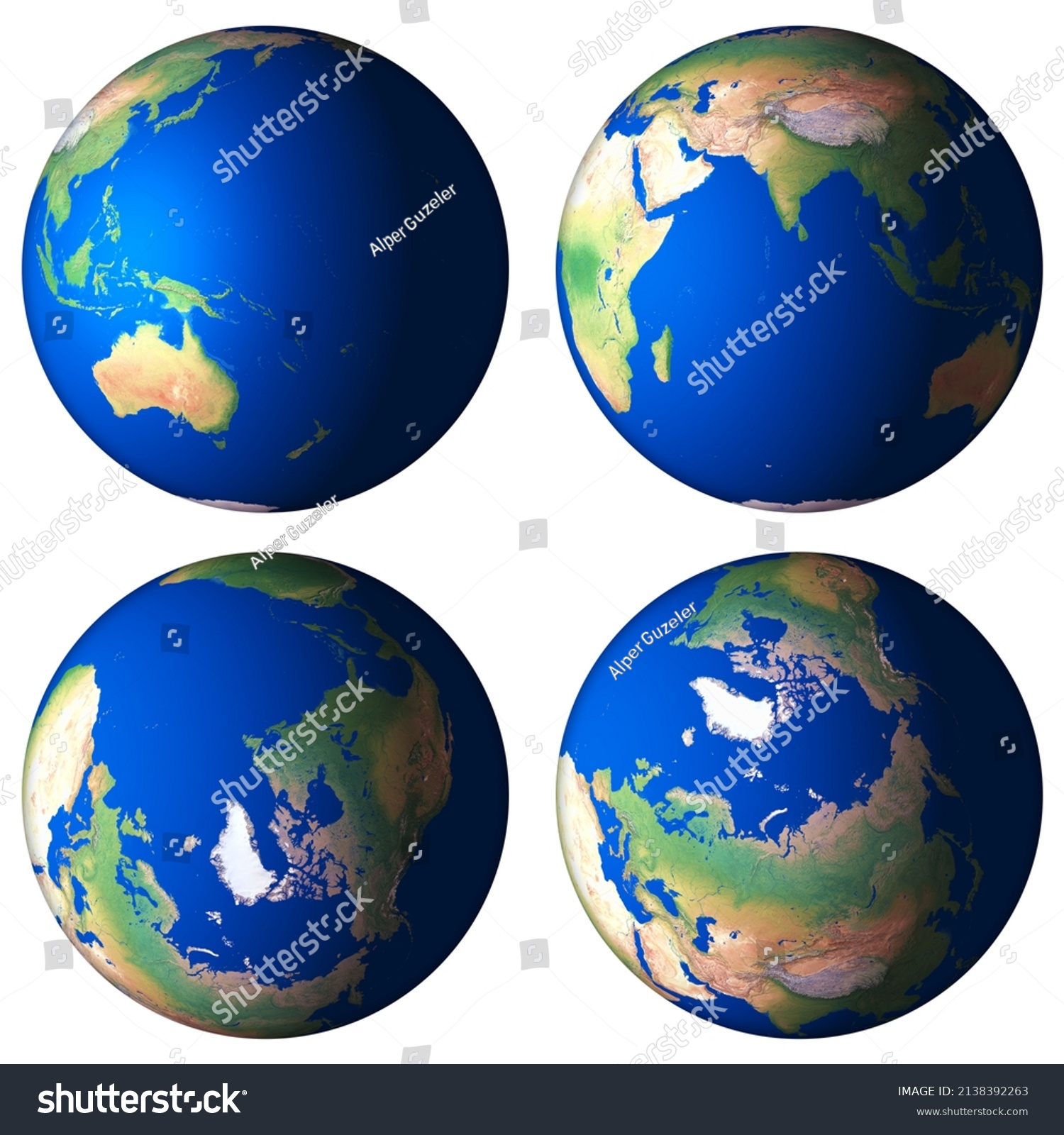 Earth Without Cloud Poses 3d Rendering Stock Illustration 2138392263 ...