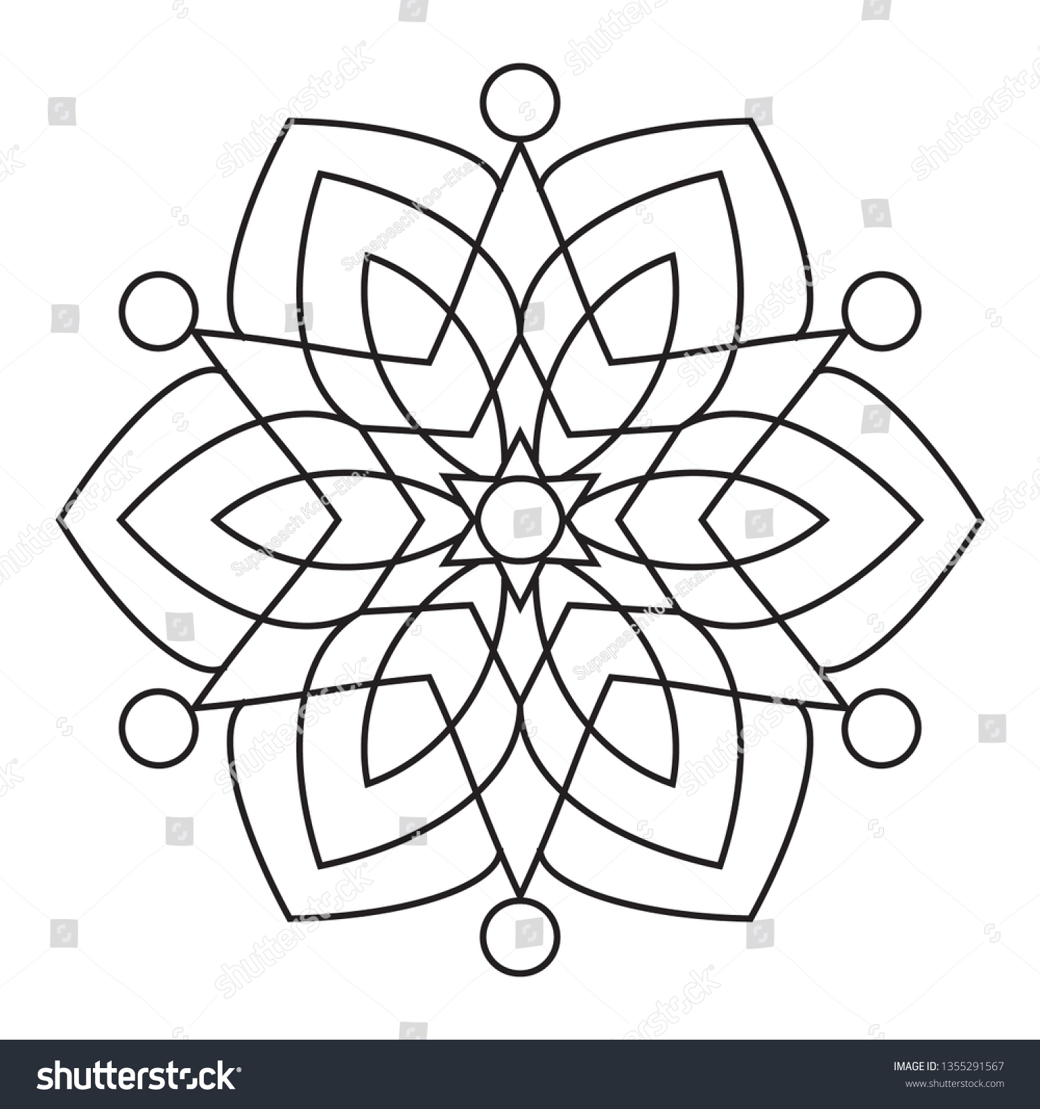 Easy Mandala Basic Mandalas Doodle Pattern Stock Illustration 1355291567