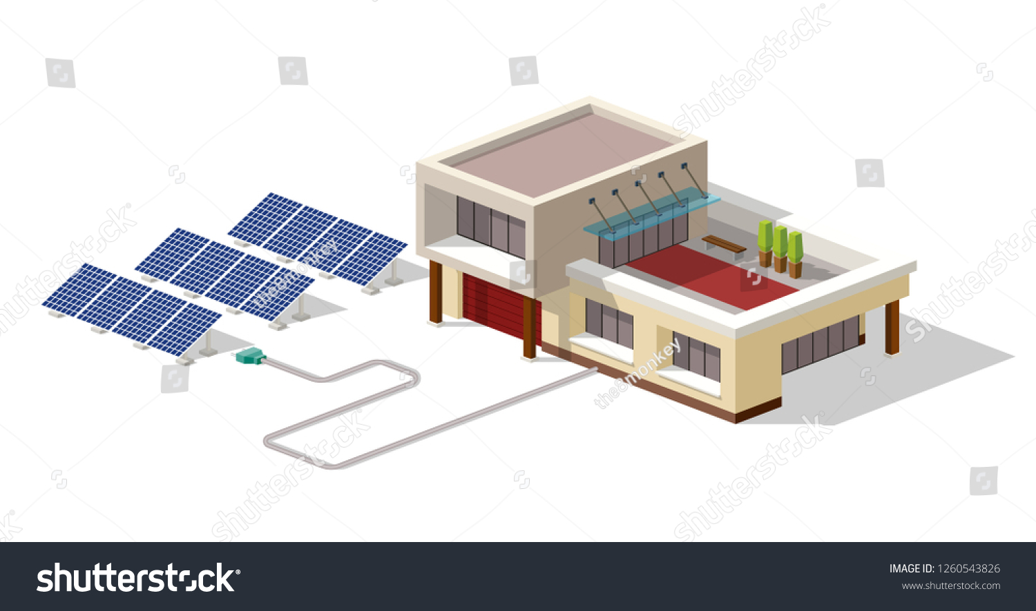 Eco House Connected Solar Panels Plant Stock Illustration 1260543826 ... Eco House Connected Solar Panels Plant Stock Illustration 1260543826 ...