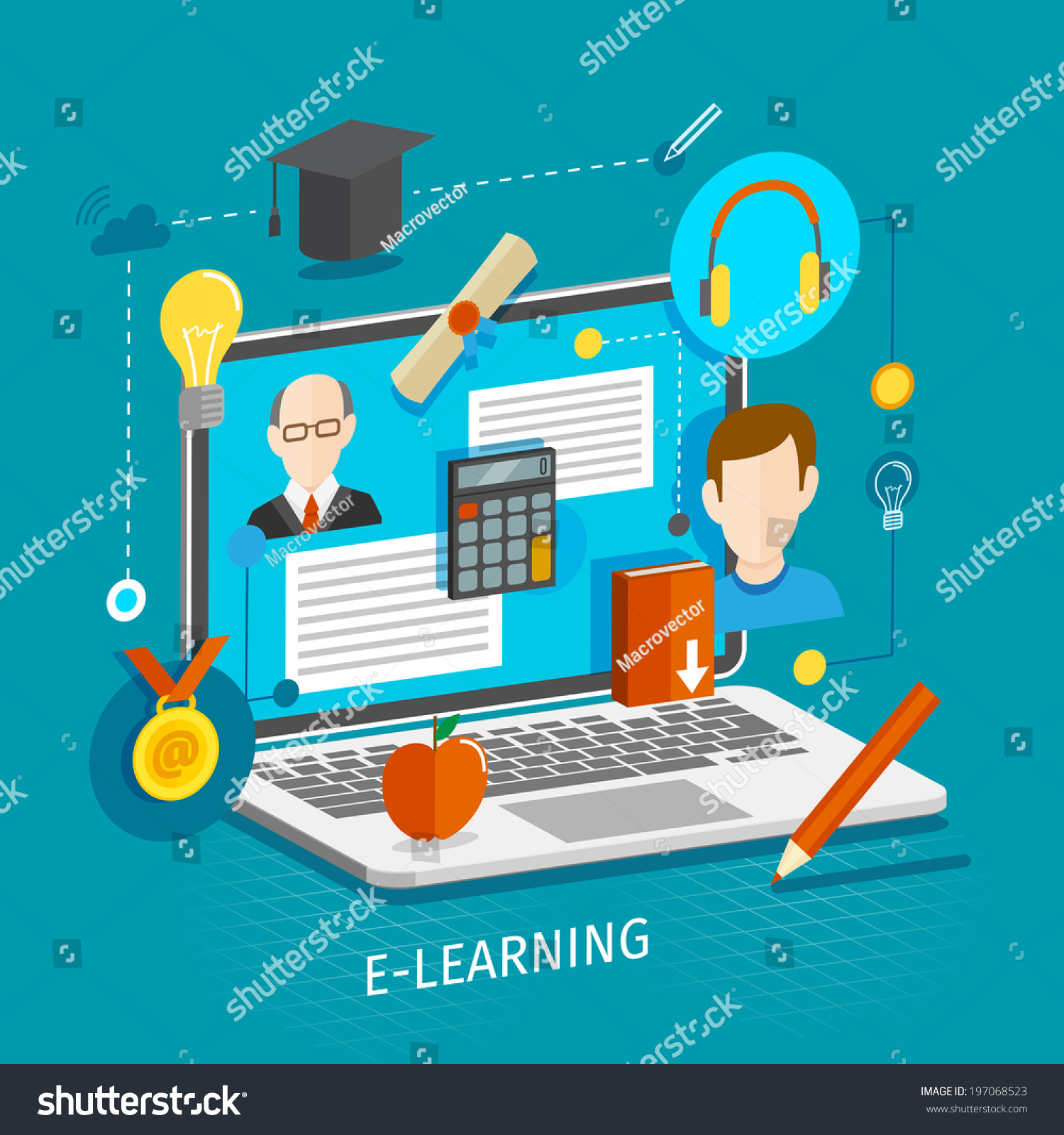 Education School University Elearning Flat Concept Stock Illustration ... Education School University Elearning Flat Concept Stock Illustration ...