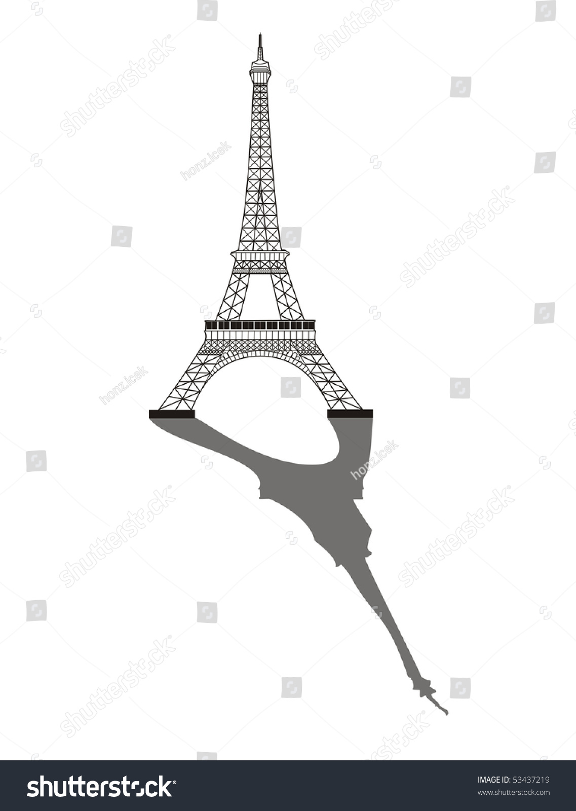 Eiffel Tower With Shadow Stock Photo 53437219 : Shutterstock