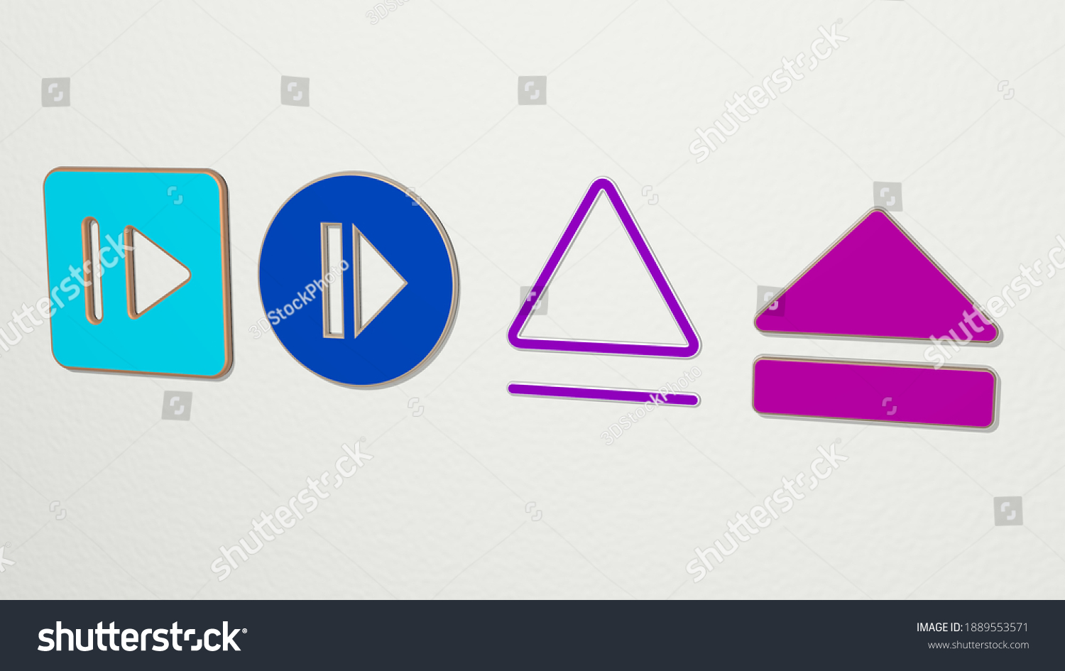 Eject Button 4 Icons Set 3d Stock Illustration 1889553571 | Shutterstock