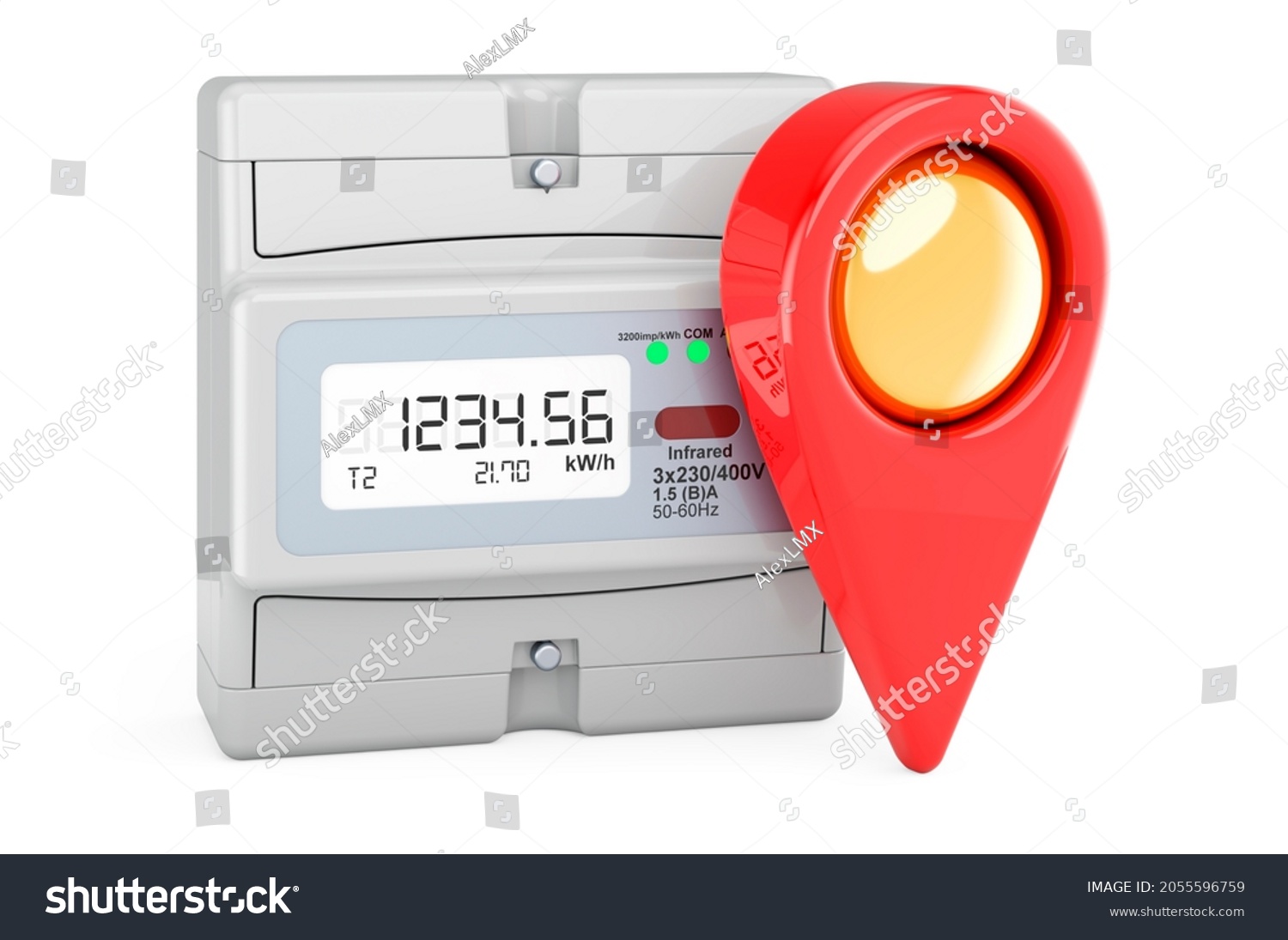 Electric Meter Map Pointer 3d Rendering Stock Illustration 2055596759 ...