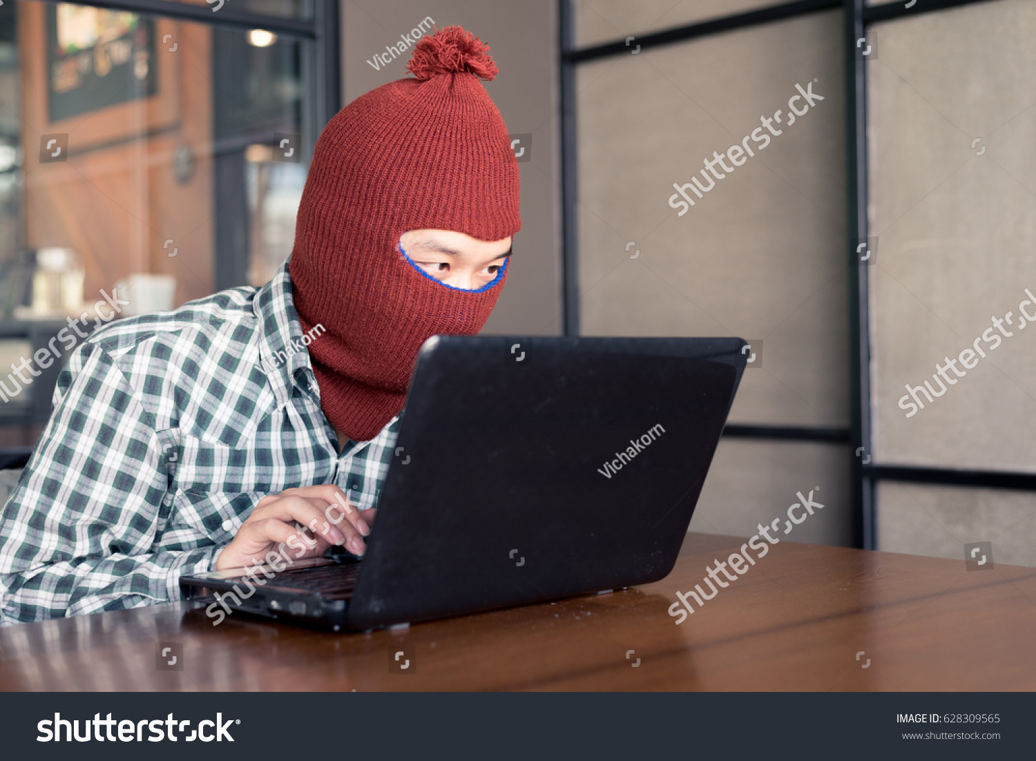 Electronic Crime Concept Hacker Using Computer Stock Photo (Edit Now ...